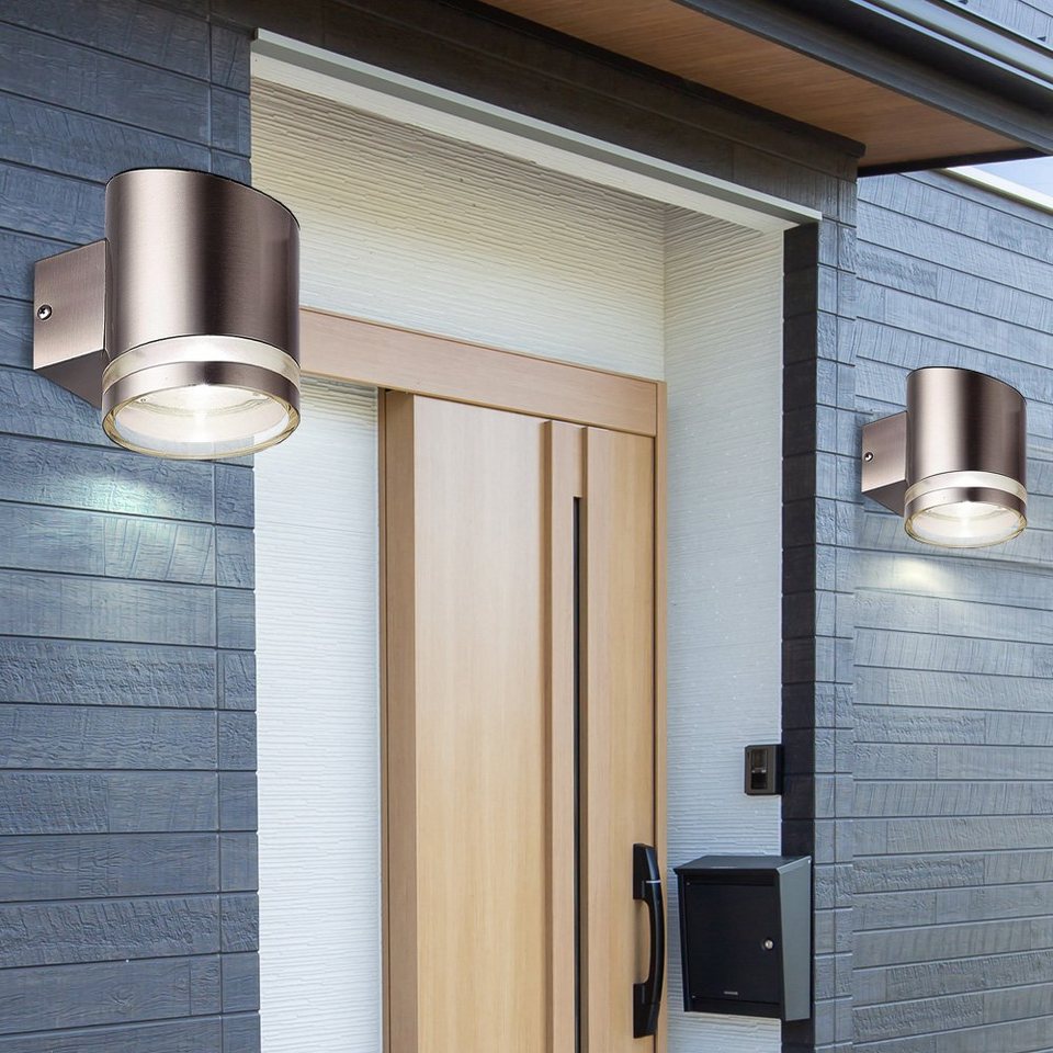 Etc Shop Led Aufbaustrahler 2er Set Led Solar Wand Lampe Fassaden Down
