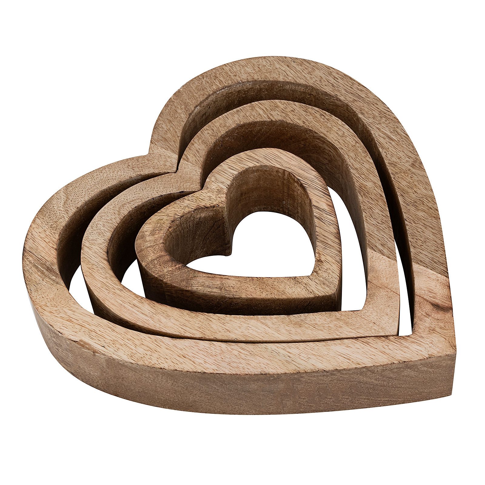 Amagohome Dekofigur Dekofigur Herzen 3er Set Holzfigur 241811cm