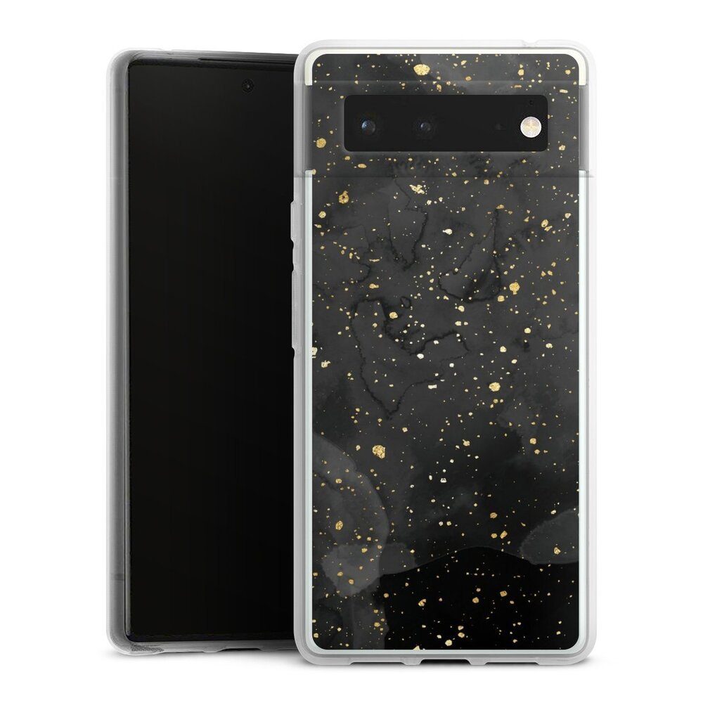 Deindesign Handyhülle Marmor Glitzer Look Gold And Kupfer Marble Black