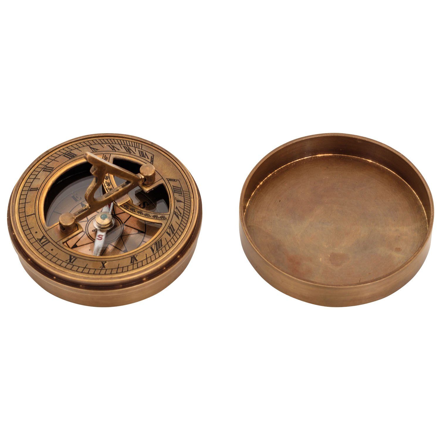 Aubaho Kompass Kompass 7cm Maritim Schiff Sonnenuhr Navigation Glas