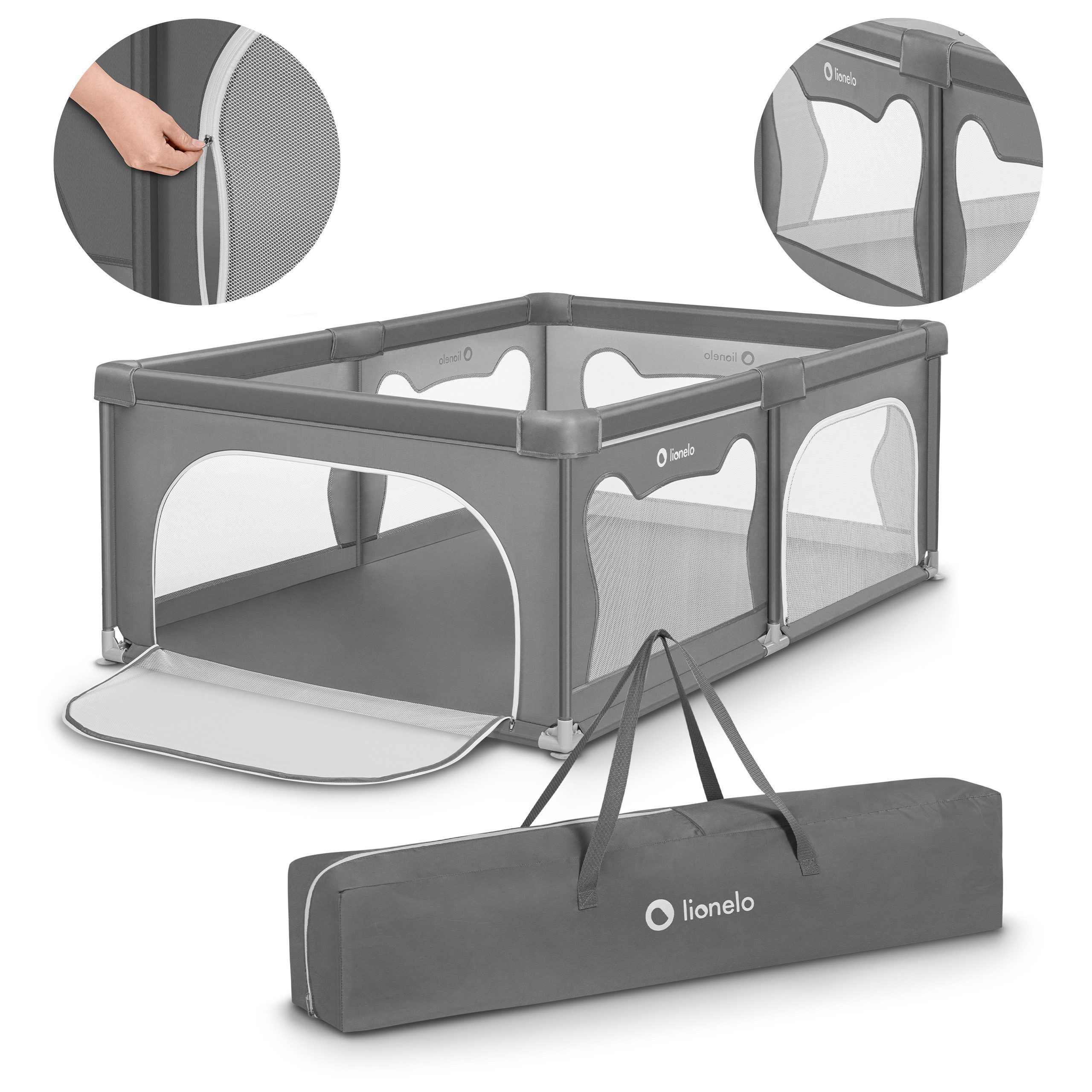 lionelo Laufgitter WILLOW XL und WILLOW (Set), sehr große Spielfläche, 2 abschließbare ...