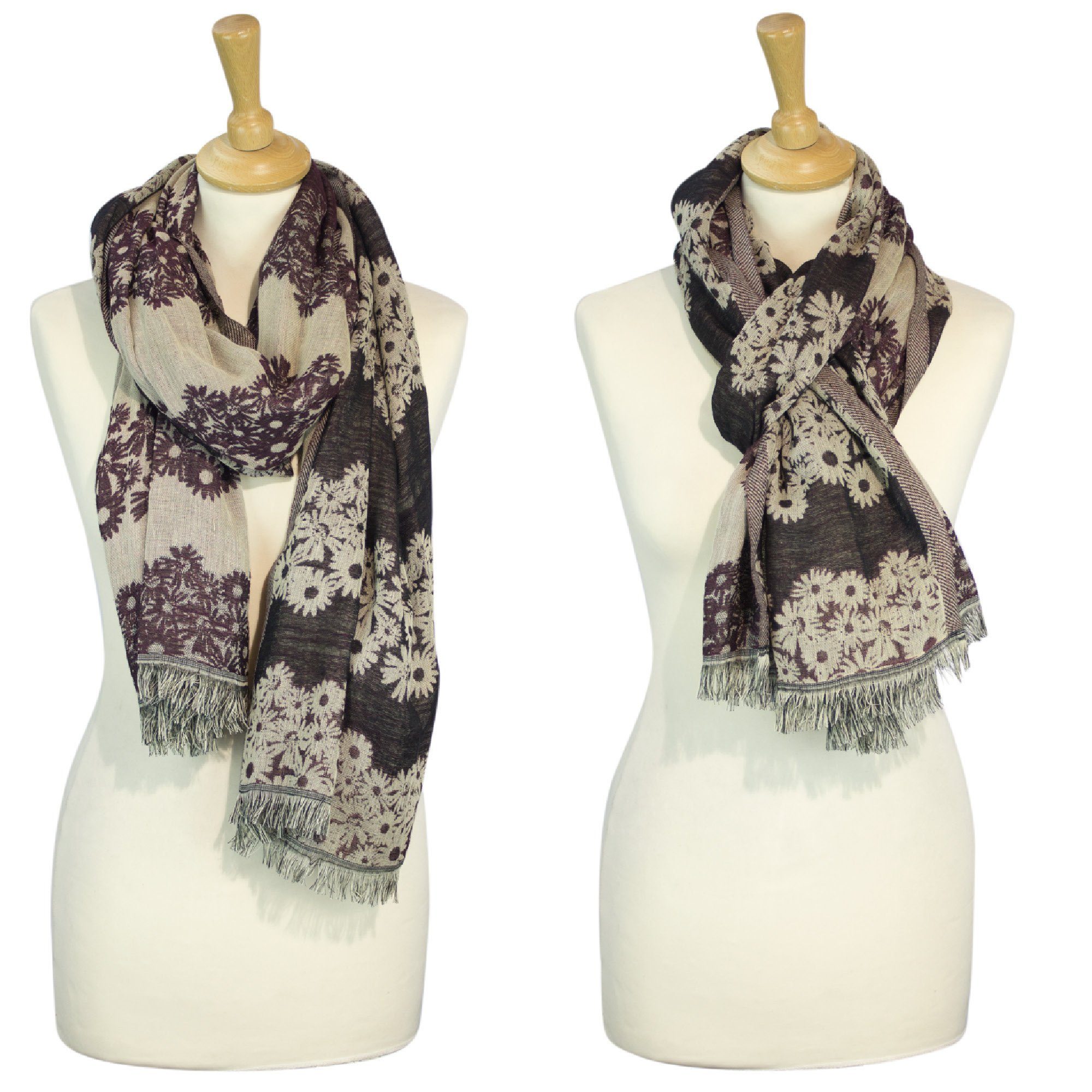 Sunsa Modeschal Winterschal Aus 60 Baumwolle40 Viskose Mit Blumen