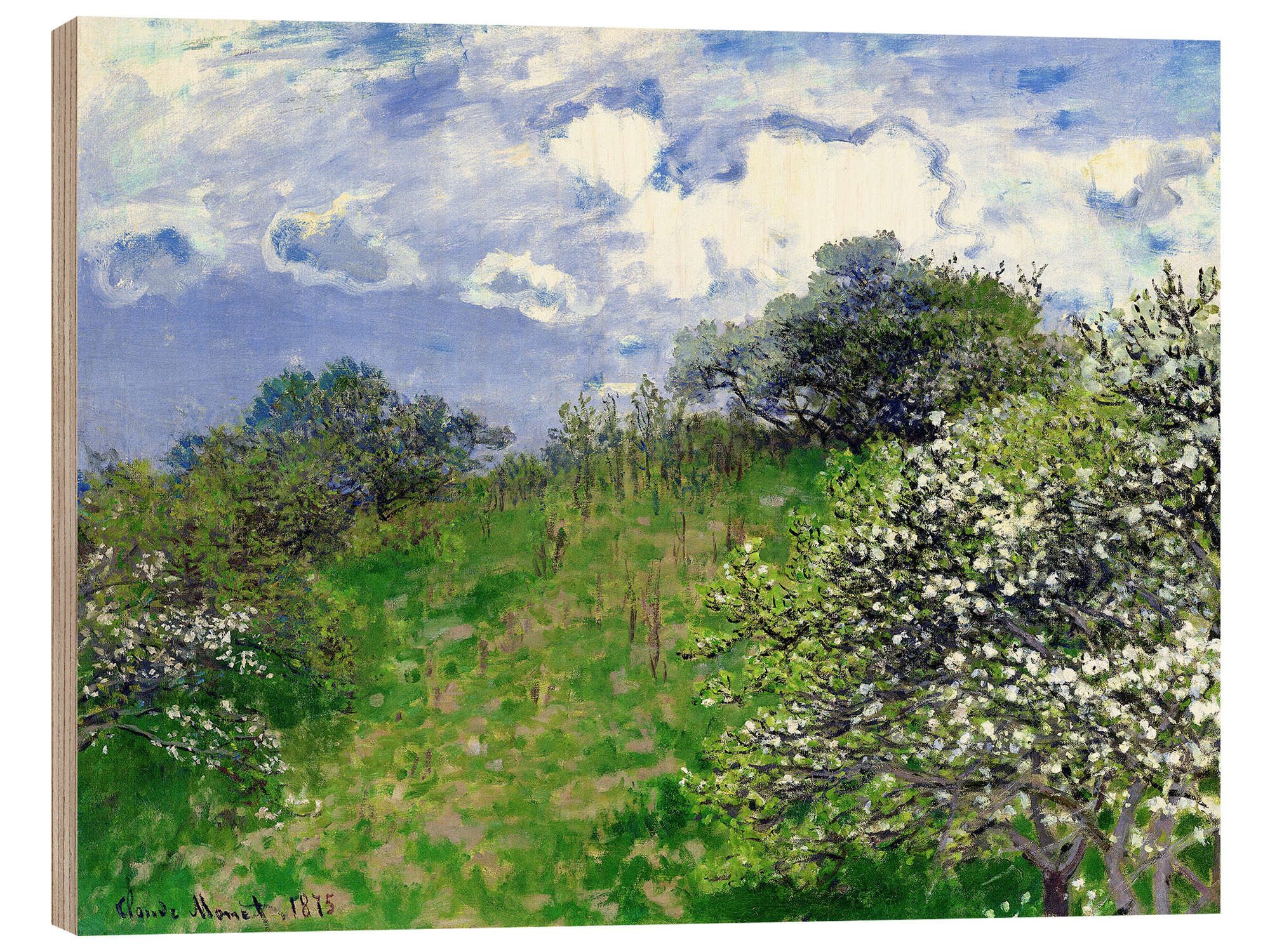 Posterlounge Holzbild Claude Monet Frühling Wohnzimmer Malerei