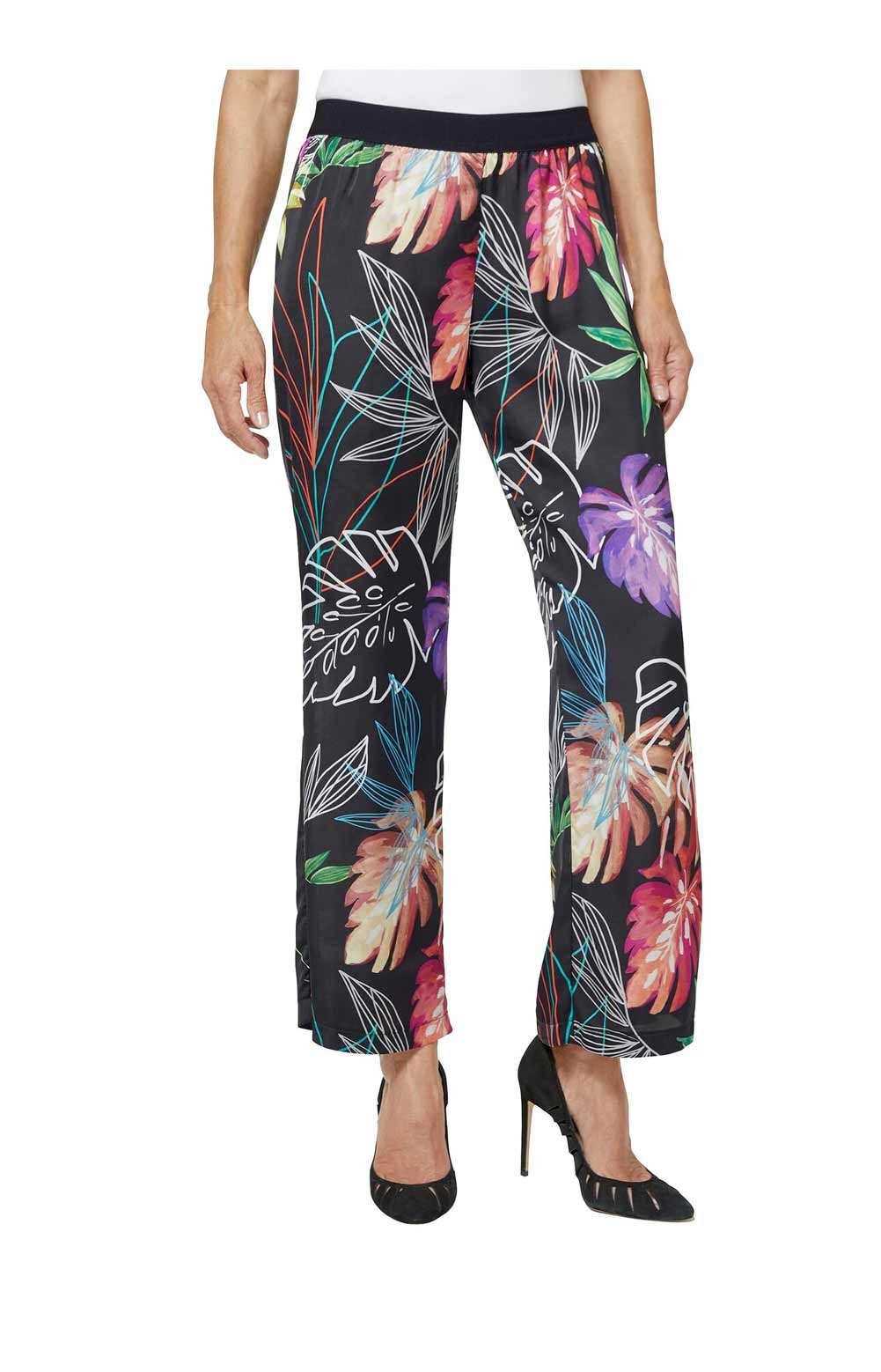 Creation L Stoffhose Création L Damen Satinhose Schwarz Bunt