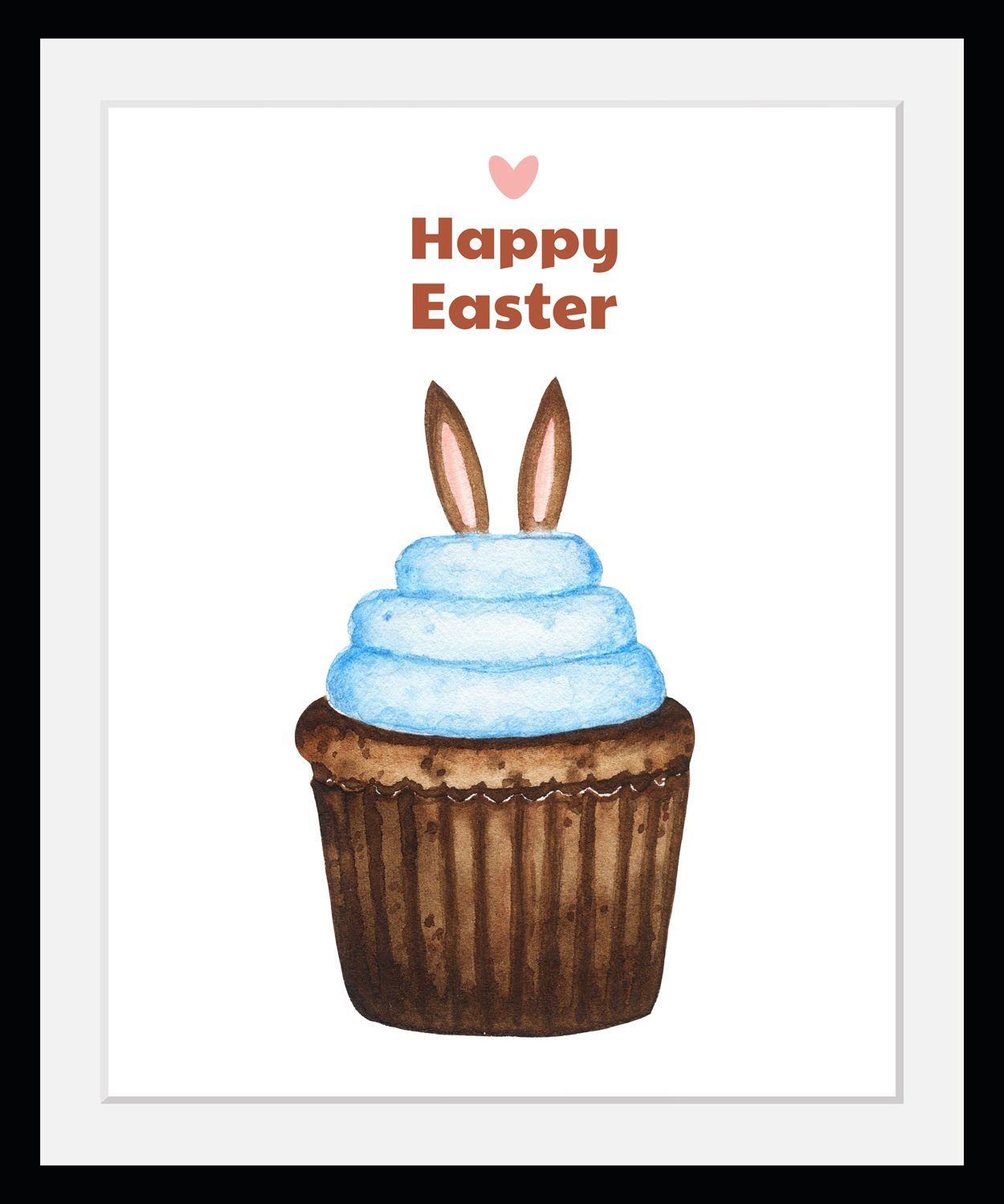 queence Bild mit Rahmen Happy Easter - Cupcake - Ostern - Gerahmter Digitaldruck - Wandbild ...