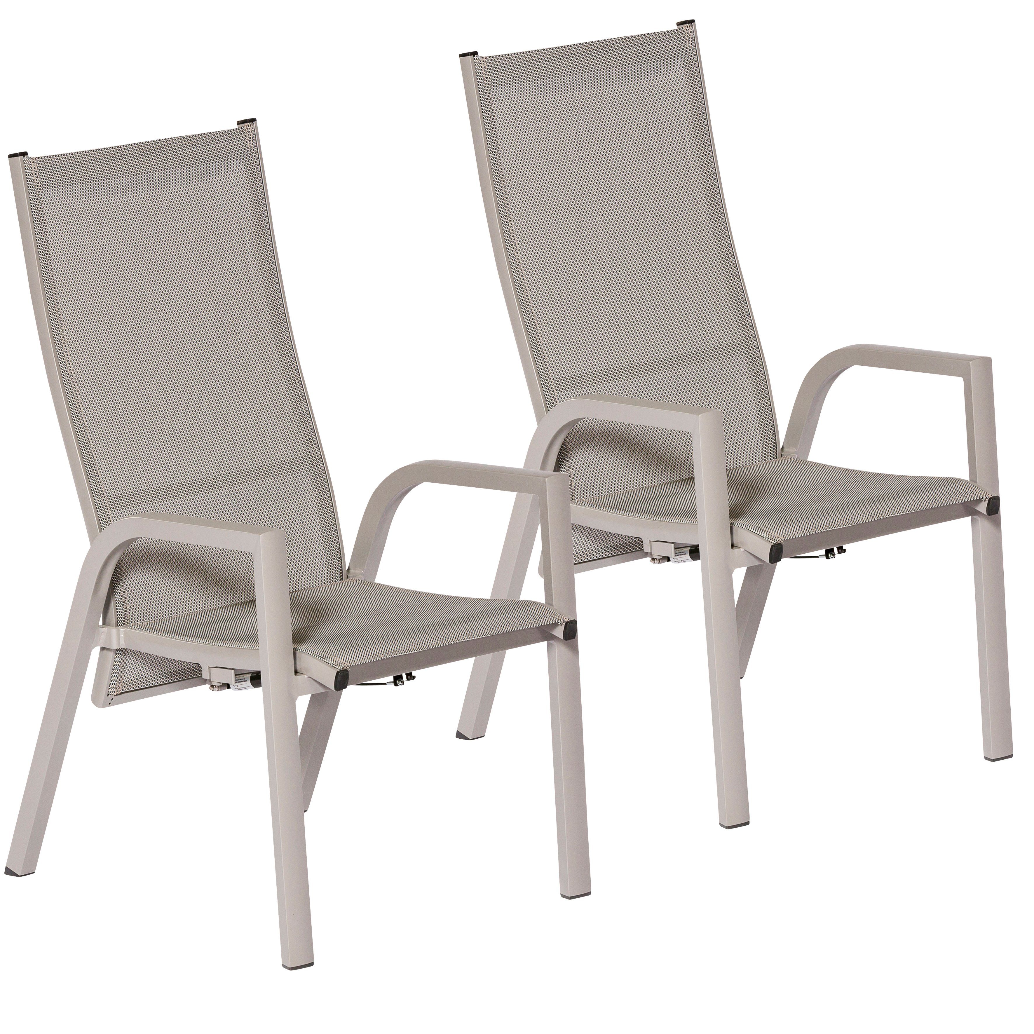 Merxx Gartenstuhl San Remo 2er Set Alutextil Verstellbar