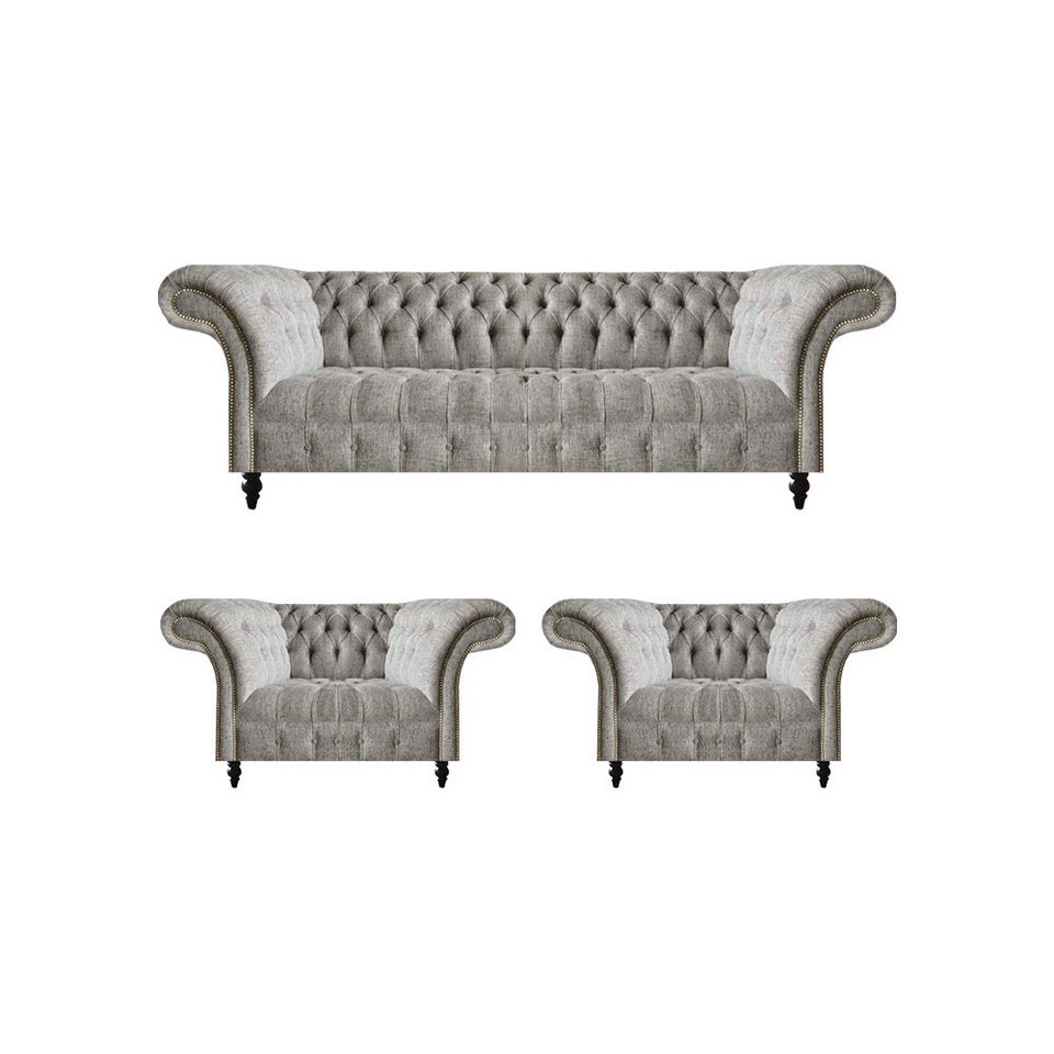 Jvmoebel Chesterfield Sofa Luxus Sofas Set 3tlg Sitzmöbel Wohnzimmer