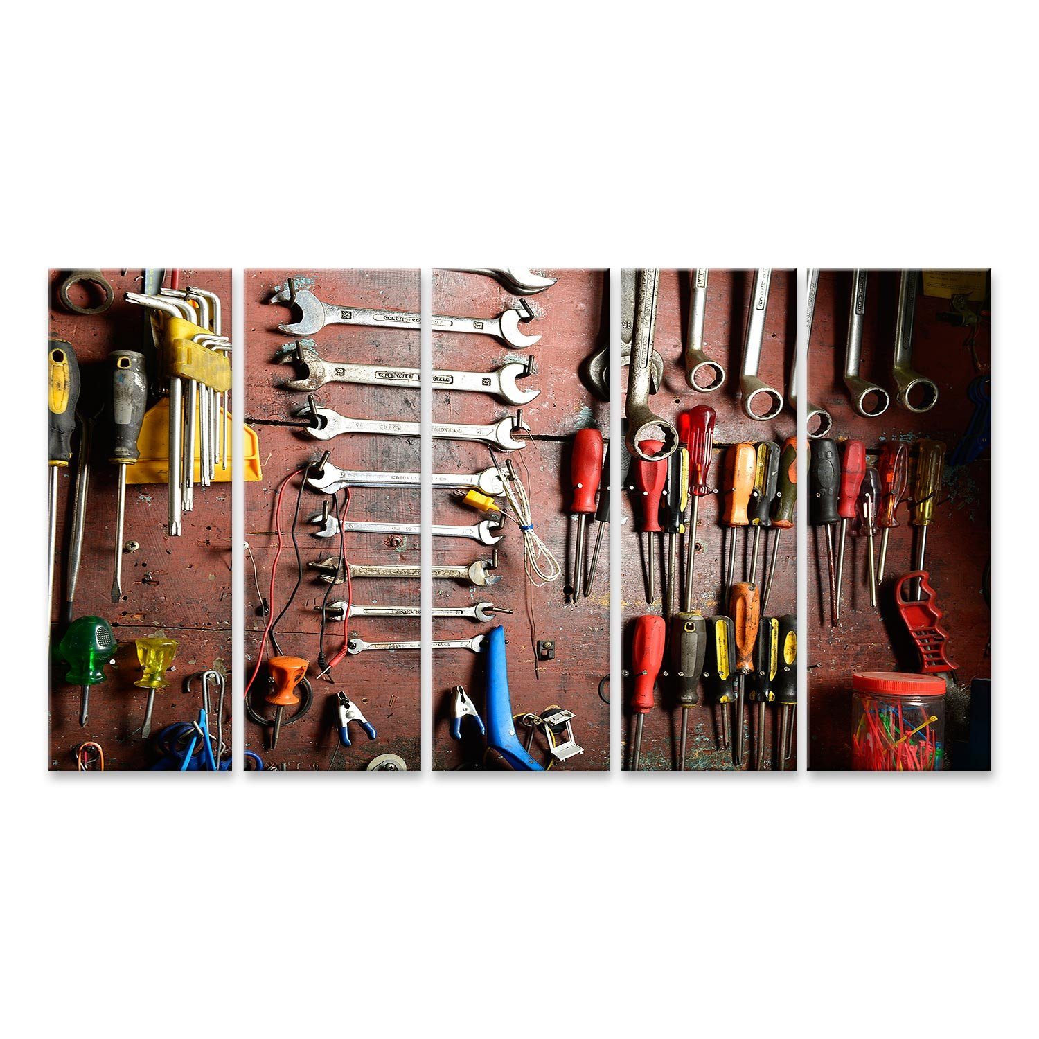 islandburner Leinwandbild Bild auf Leinwand Mechanische Werkstatt Werkzeuge Wandbild Poster Kuns