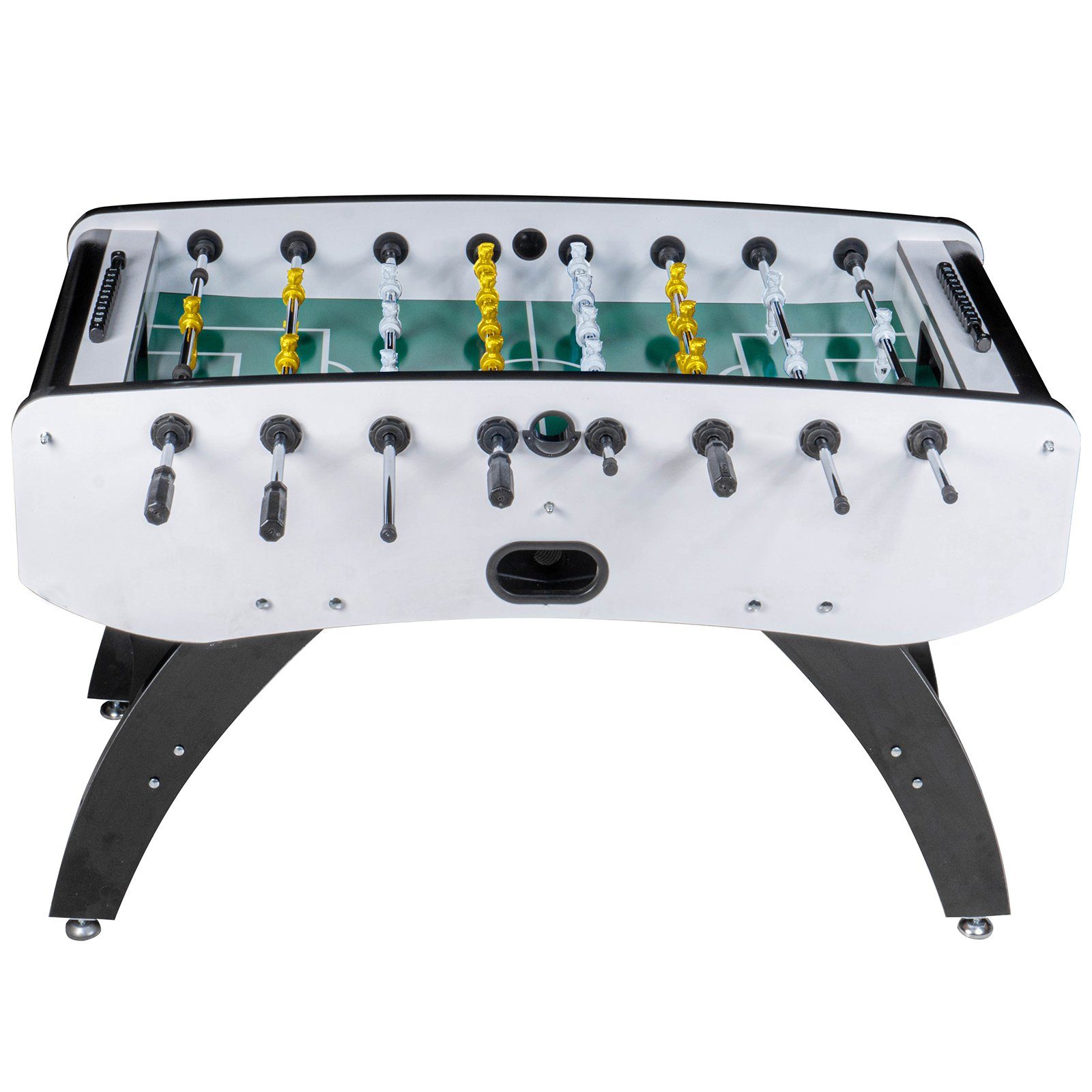 RAMROXX Kickertisch Tischkicker Weiß Schwarz grünes Spielfeld Figuren ...