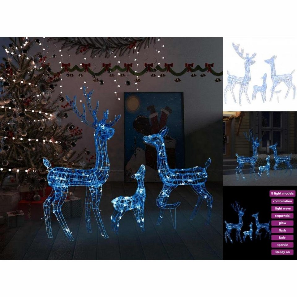 vidaXL Dekolicht LED-Rentier-Familie Weihnachtsdeko Acryl 300 LEDs Blau vidaXL Dekolicht LED-Rentier-Familie Weihnachtsdeko Acryl 300 LEDs Blau