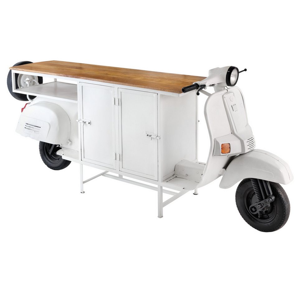 Riess Ambiente Barschrank Scooter 250cm Weiß · Upcycling Konsole Mit