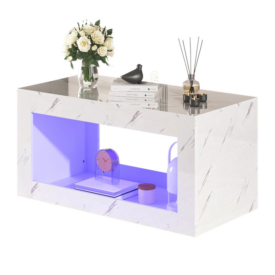 Refined Living Couchtisch Hochglänzender Couchtisch Mit Led Und Offener