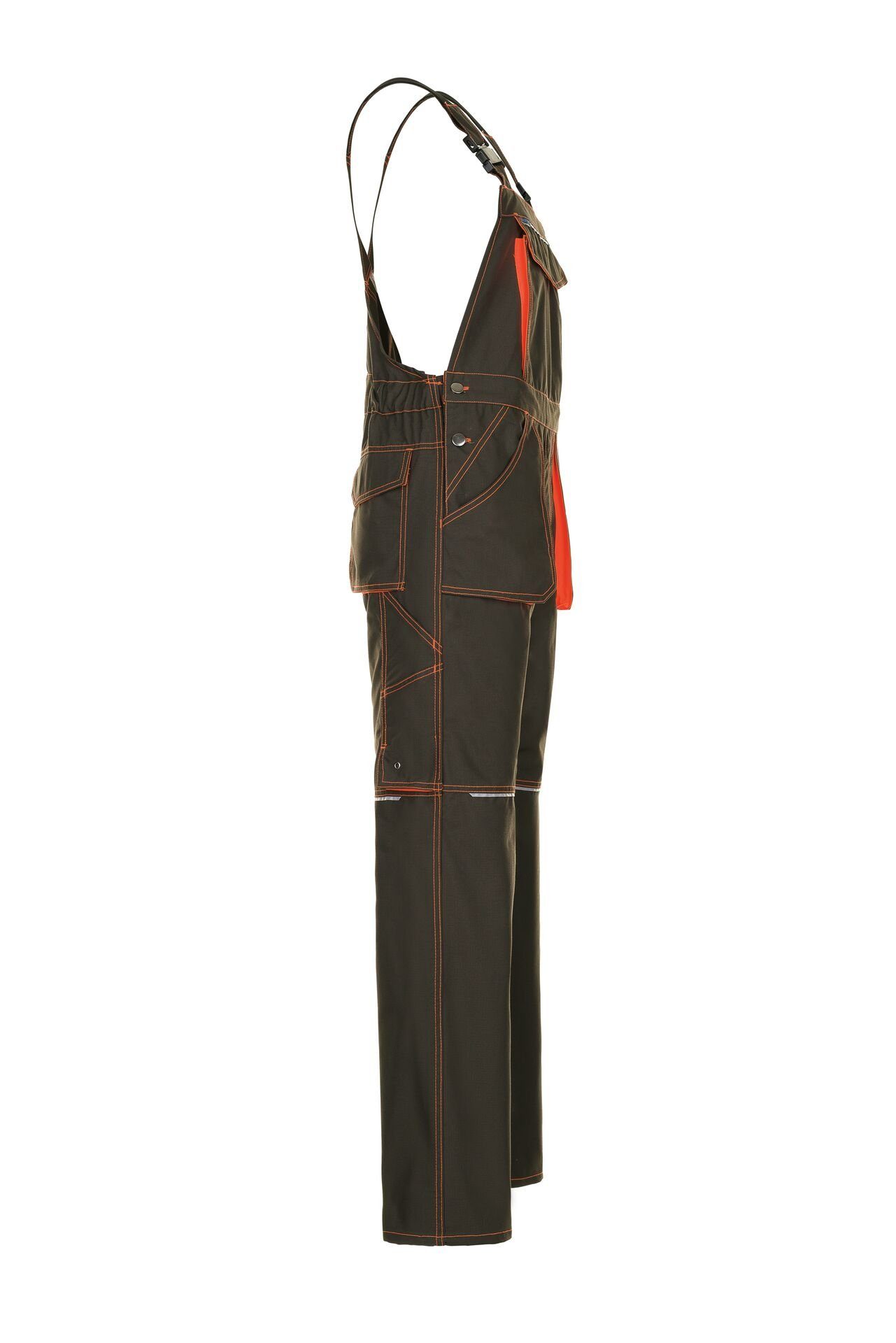 Planam Arbeitslatzhose Latzhose Basalt Neon Olivorange Größe 56 1 Tlg