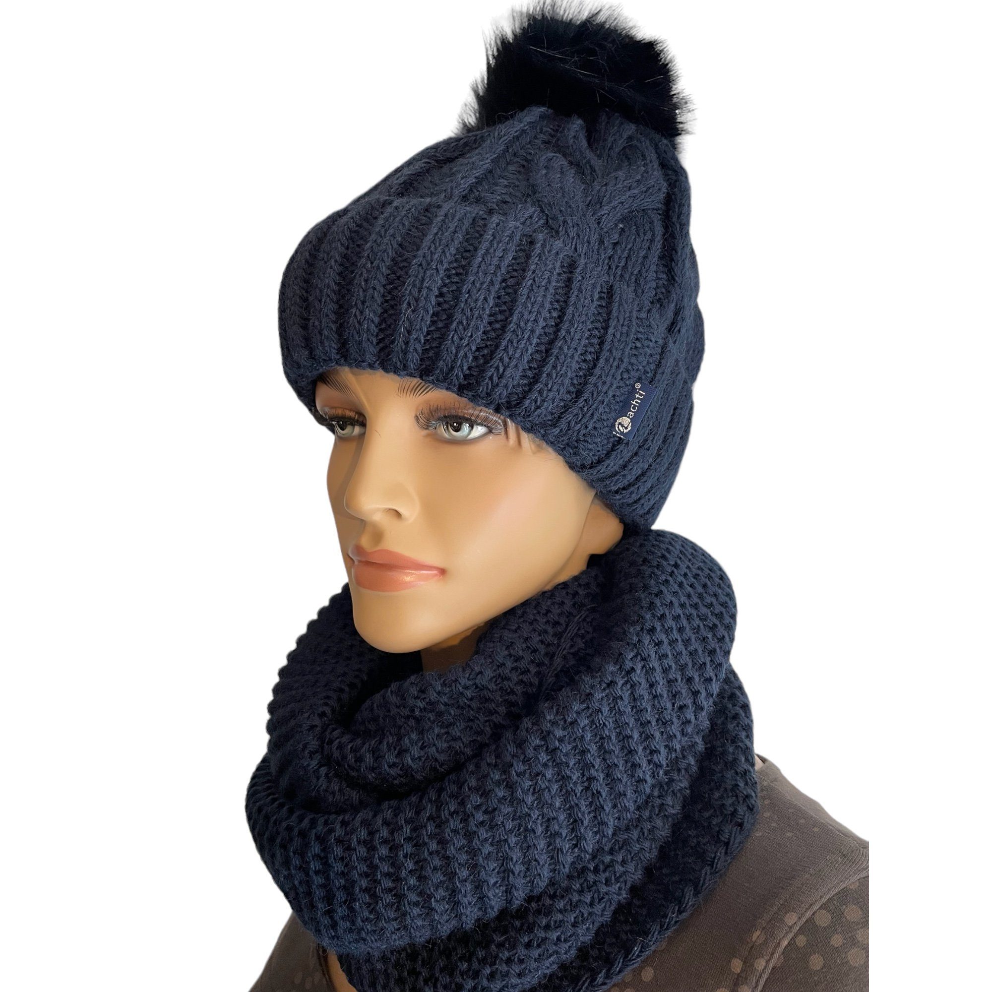 Taschen4life Bommelmütze Mütze & Schal Set achti 910 (Strickmütze ...