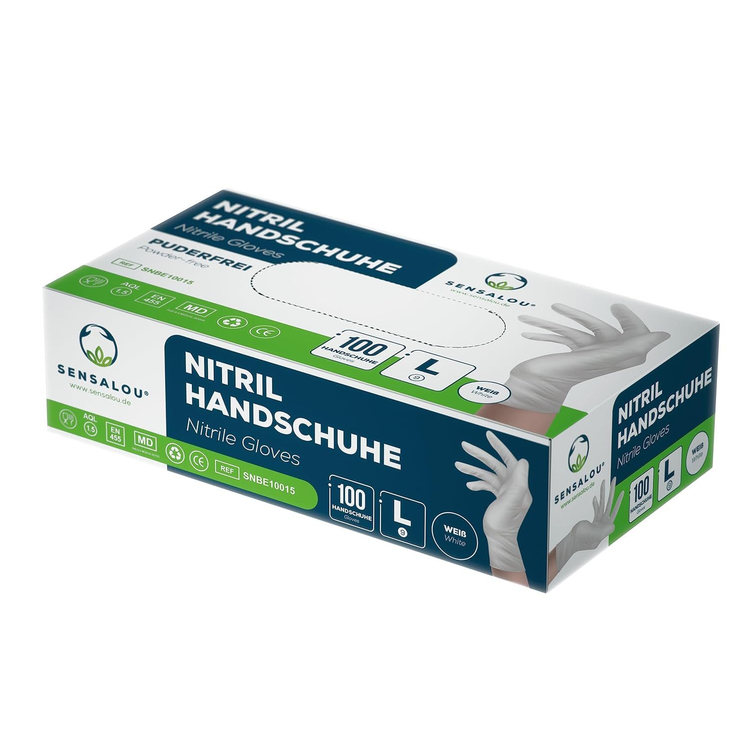 Sensalou Nitril-Handschuhe Einweg Handschuhe Nitril Untersuchungshandschuhe (100-St) puderfrei ...