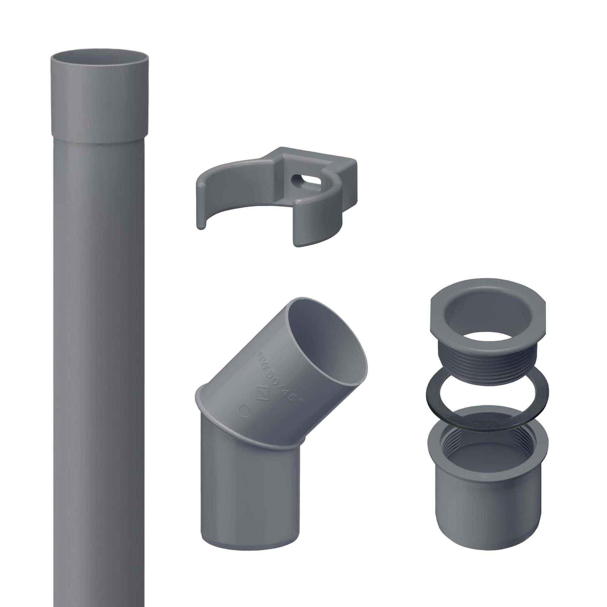 INEFA Regenfallrohr, (2m), Regenrohr-Set aus PVC-U, Dachrinnenzubehör ...