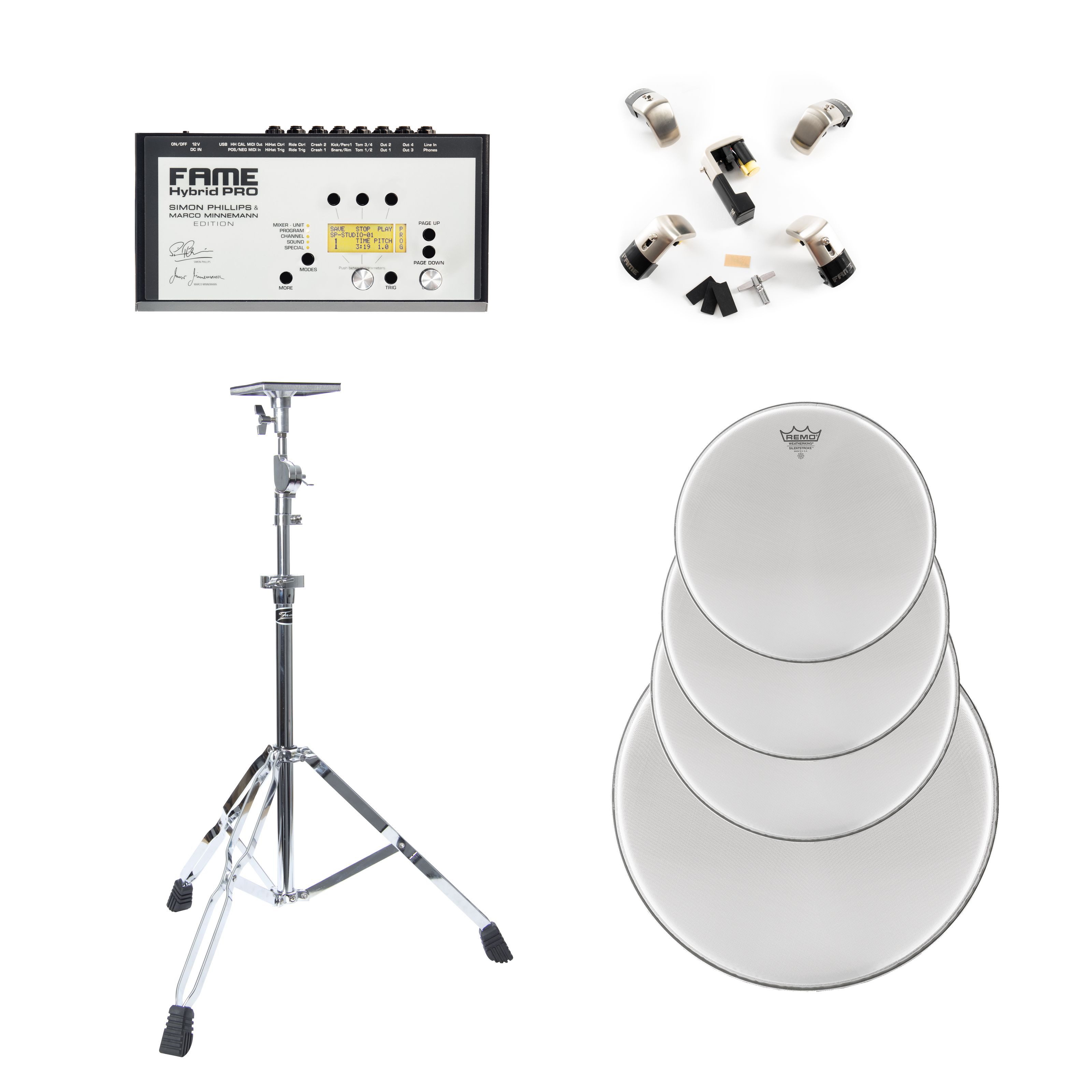 FAME E-Drum,E-Drum Set Hybrid Trigger Studio 40 Drumkits 400 Sounds Pro ...