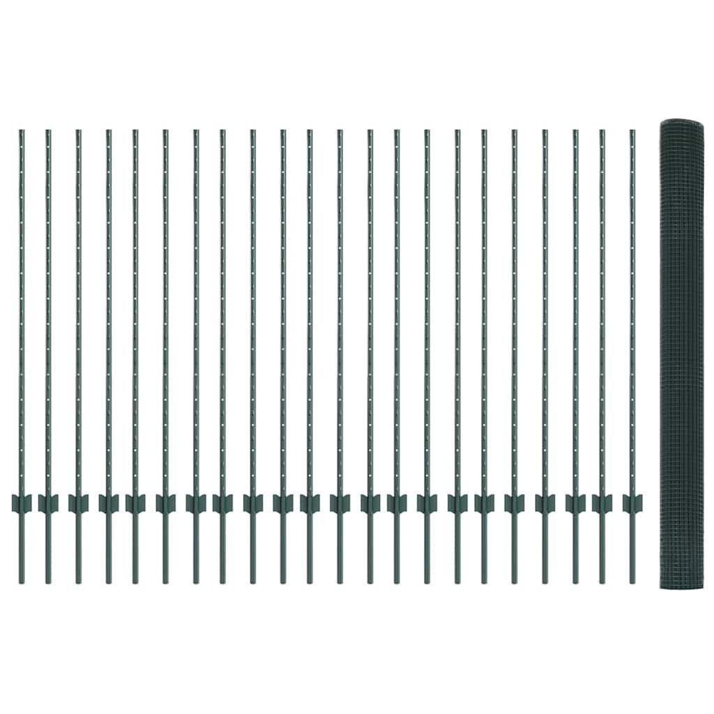 vidaXL Gartenzaun Schweißdrahtzaun mit Pfosten 50 x 1,4 m (B x H), (1 ...