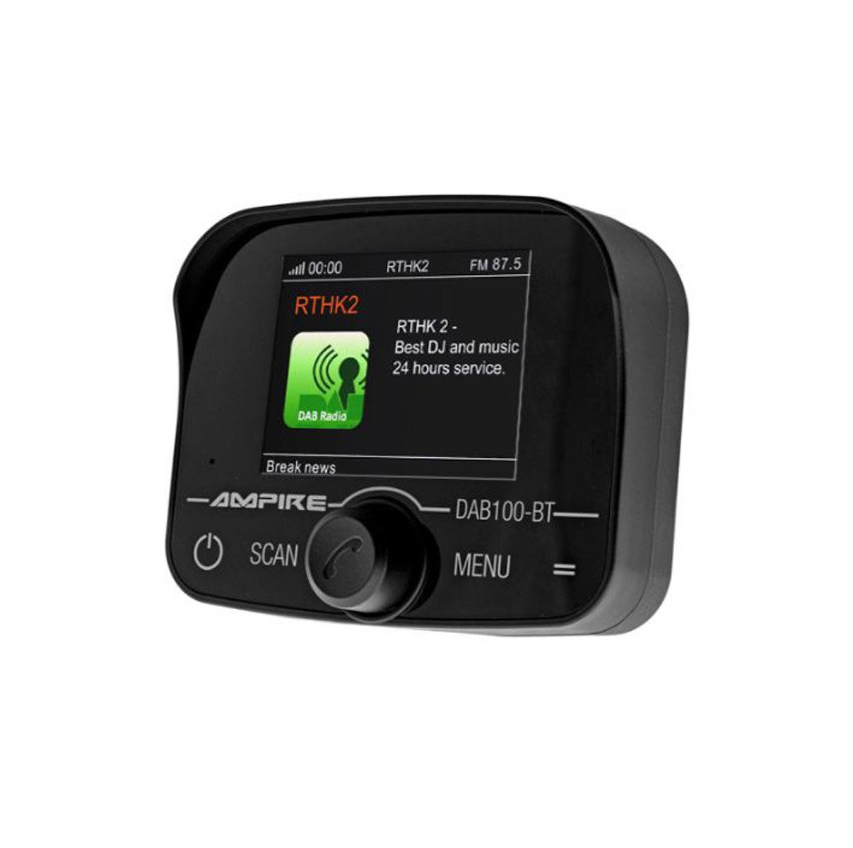 Ampire DAB100-BT DAB+ Receiver mit BT-Freisprecheinrichtung inkl DAB+ Antenne Autoradio