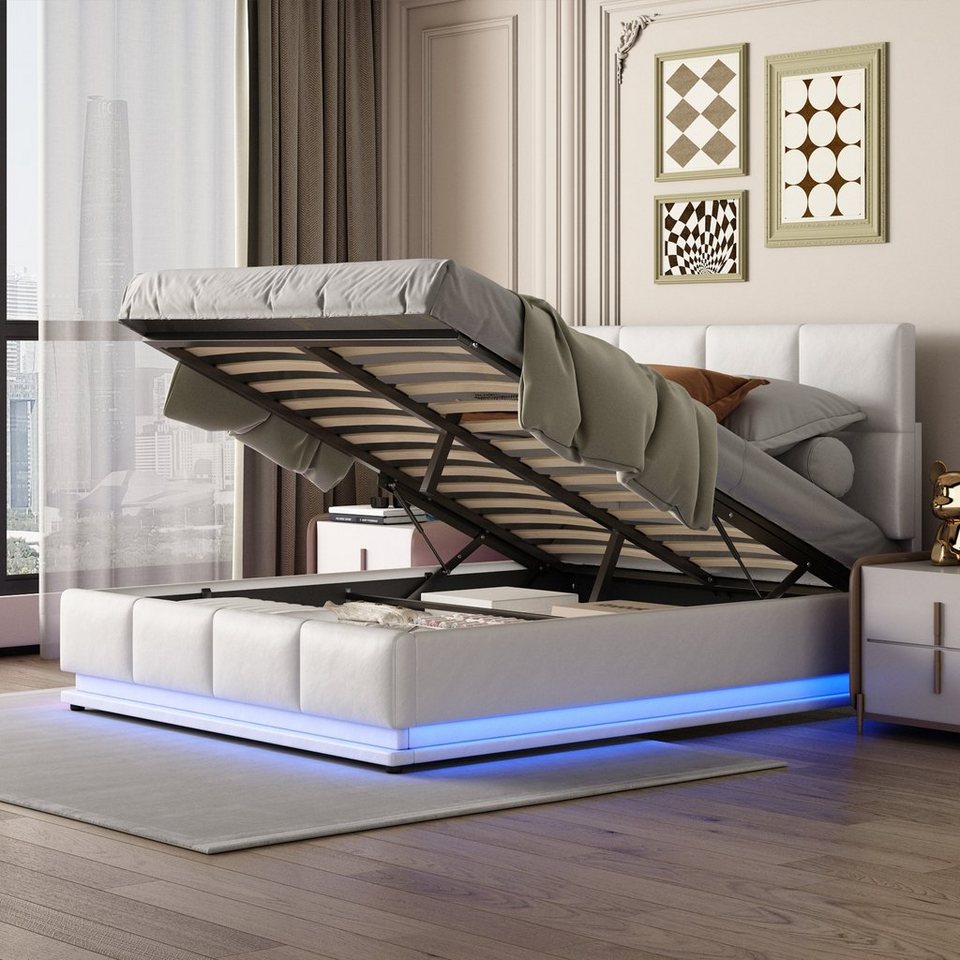 Celya Polsterbett 140x200cm Bettgestell Mit Led Beleuchtung Und