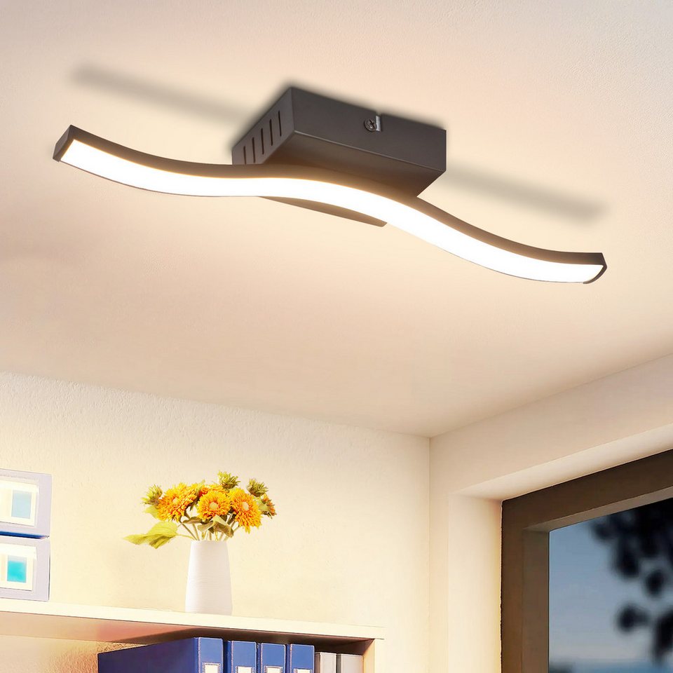 Zmh Led Deckenleuchte Wohnzimmer Schwarz Wellen Design Modern