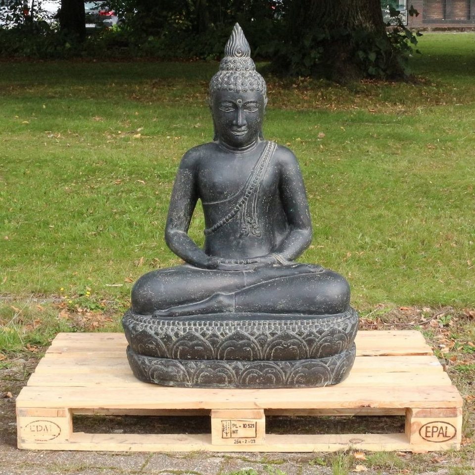 Oriental Galerie Dekofigur Buddha Figur Sitzend Garten Steinfigur Suko