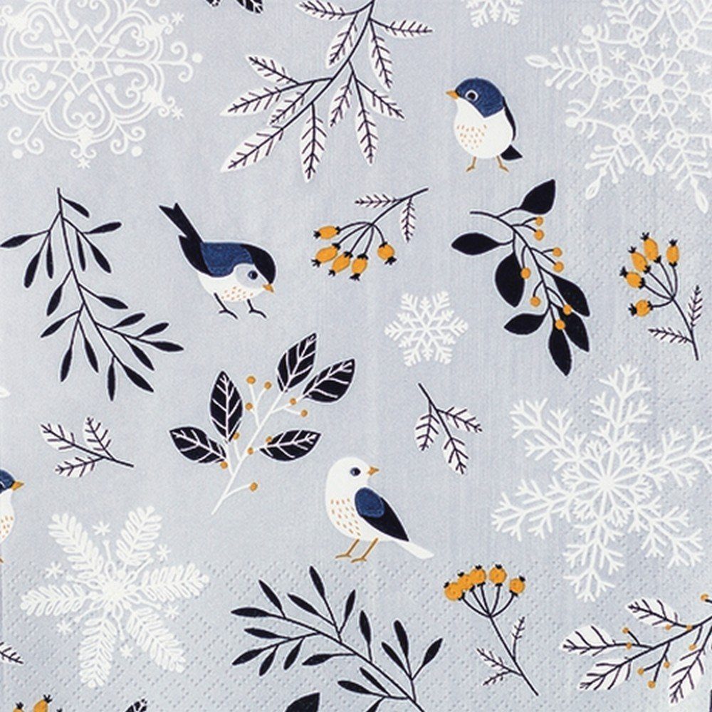 Home Fashion Papierserviette 20 Servietten Birds And Twigs Blätter