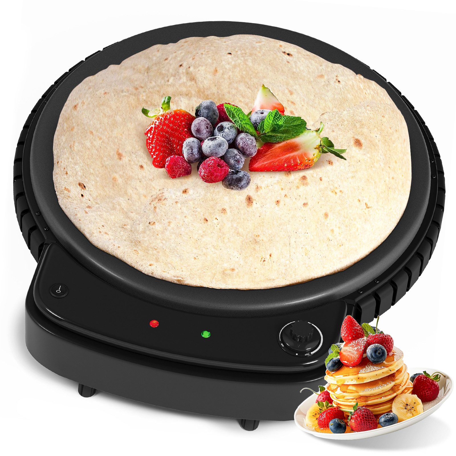 HOMELUX Crêpesmaker Ø50 cm, 2500W Fladenbrot Bäcker Pancakemaker, Temperaturregler, 2500,00 W, Ø ...