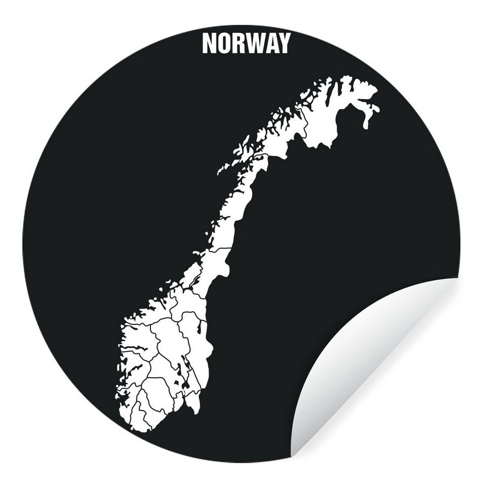 Muchowow Wandsticker Illustration Von Norwegen In Weiß Vor Schwarzem
