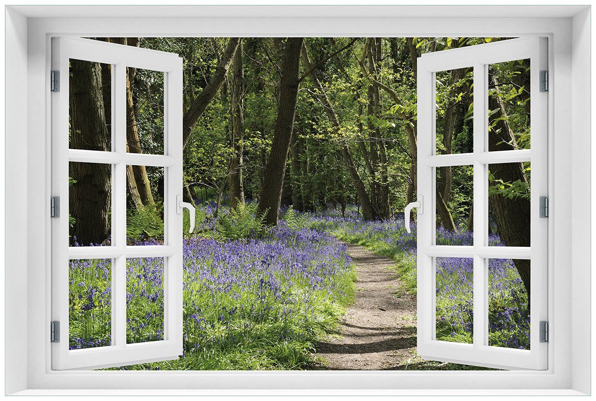 Wallario Poster Wiese Voller Blauer Hasenglöckchen Im Wald In