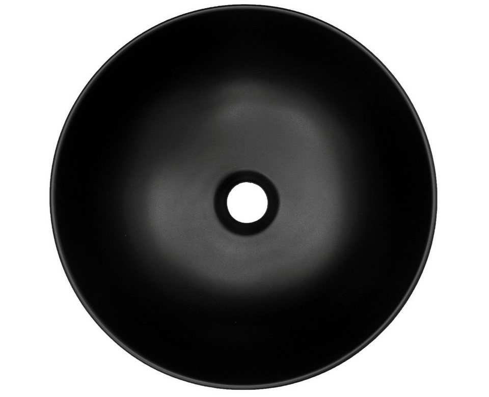 Hago Aufsatzwaschbecken Keramik Waschbecken Rund Ø 400 X 145 Schwarz