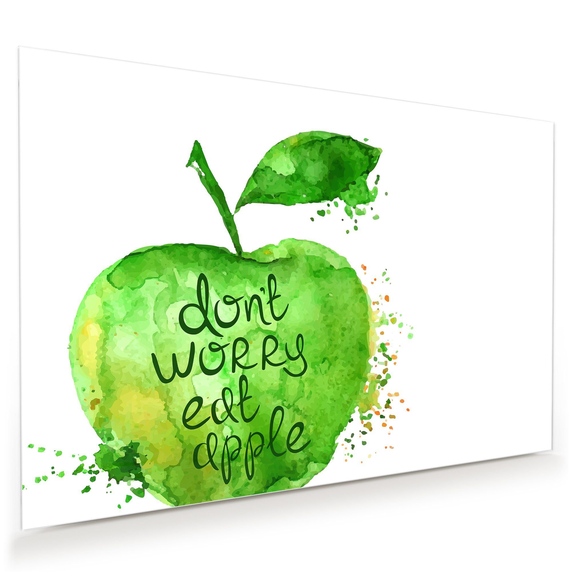 Primedeco Glasbild Wandbild Text Design Auf Apfel Mit Aufhängung Früchte