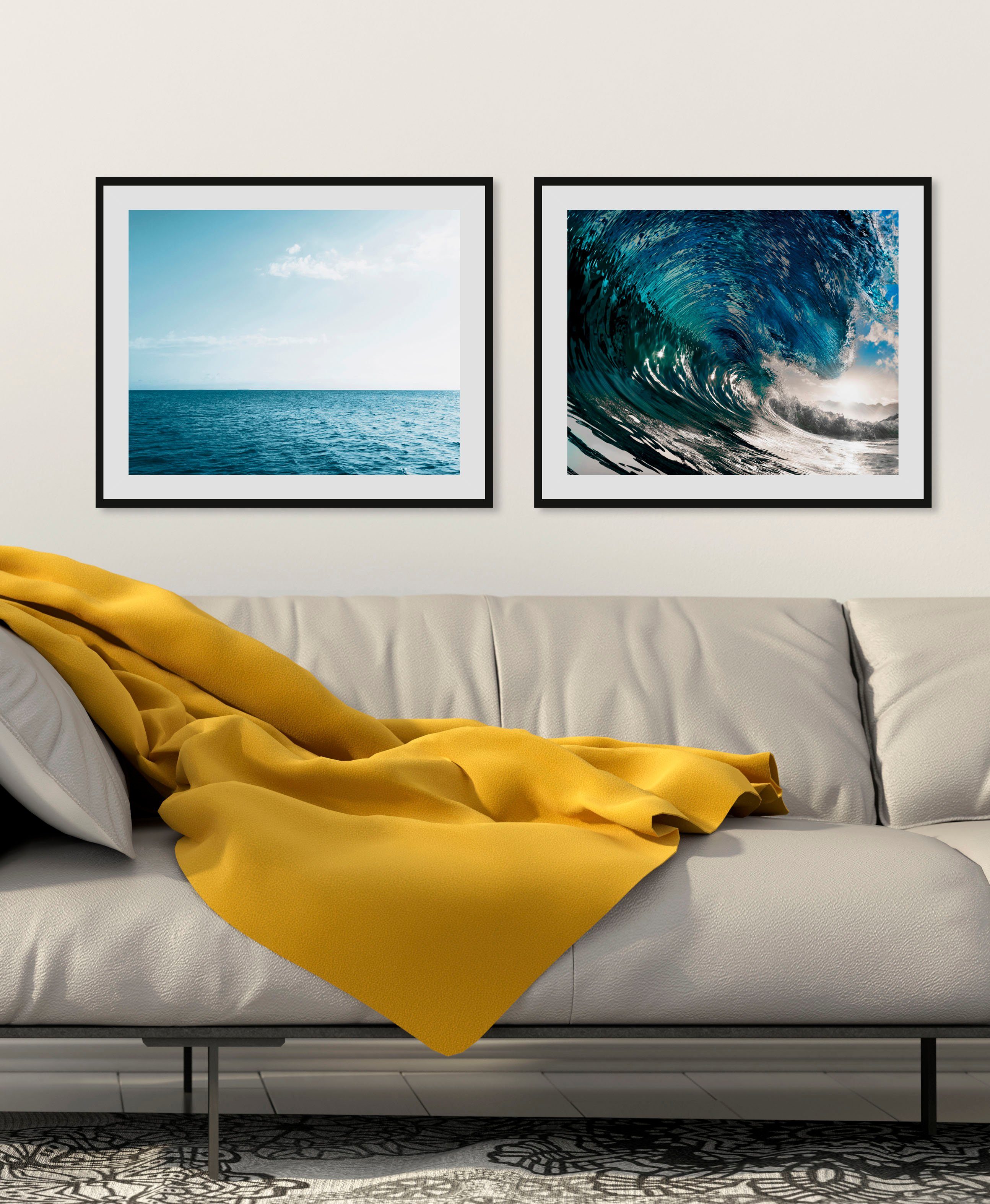 queence Bild Ocean, Foto, Himmel, Meer, Meer Bilder (1 St), HD Premium Poster-Druck inkl. Holzrahmen
