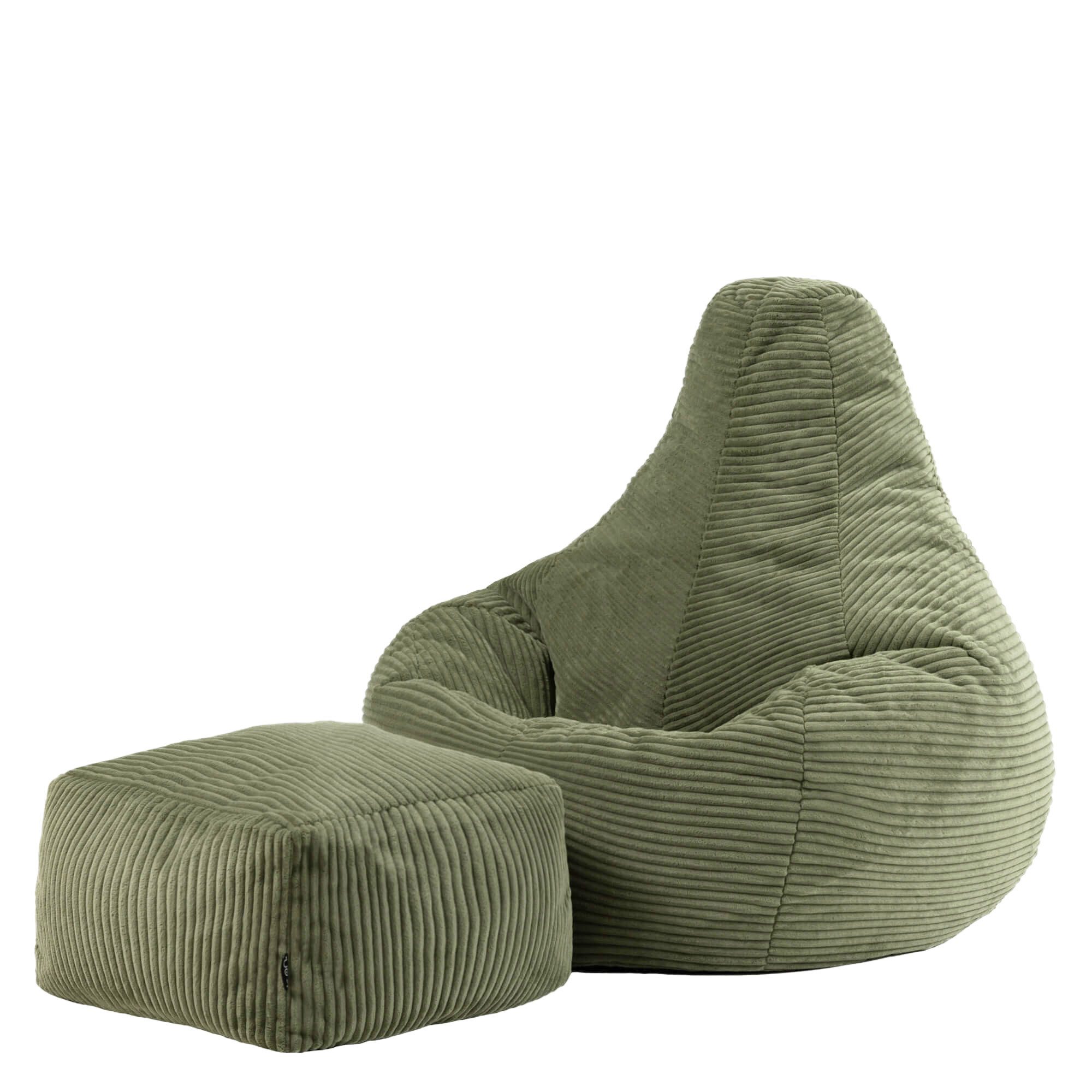 icon Sitzsack Sessel mit Rückenlehne aus Cord „Dalton“ mit Hocker (Spar ...
