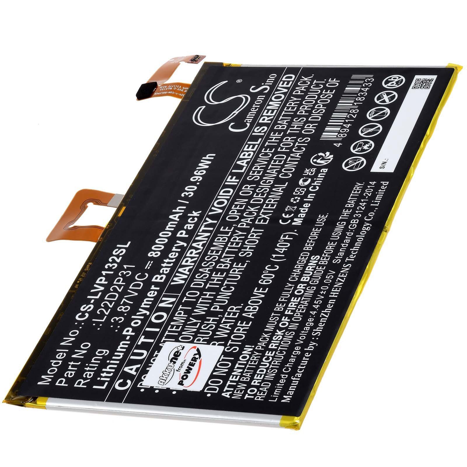 Powery Akku für Lenovo TB-J706,TB132F Laptop-Akku 8000 mAh (3.87 V)