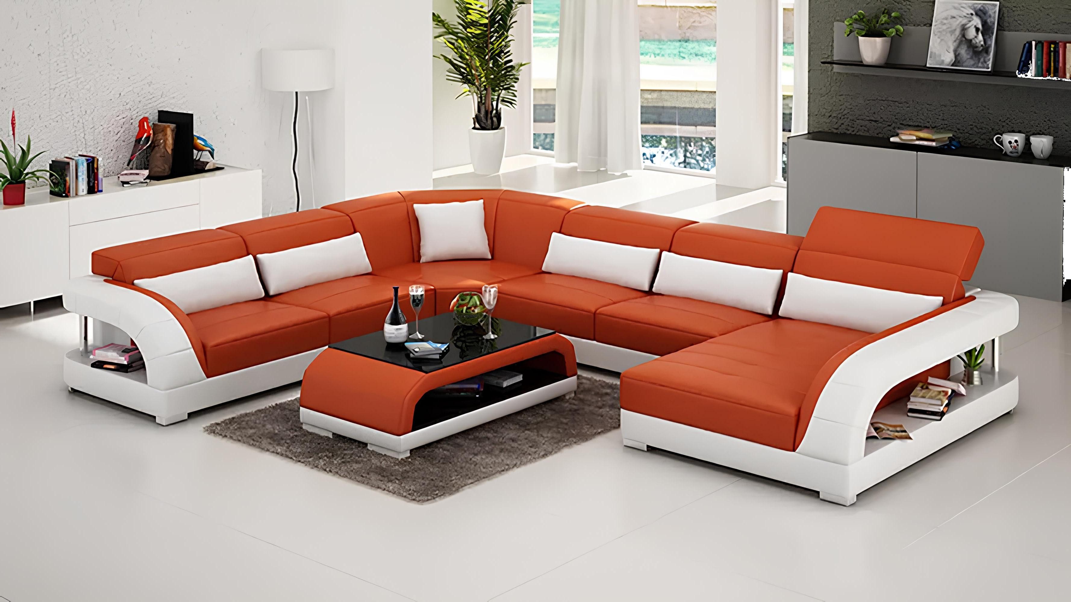 Xlmoebel Ecksofa U Förmiges Ecksofa Mit Modernem Design Aus Leder