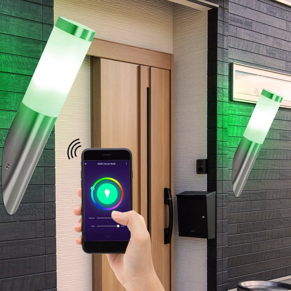 Etc Shop Smarte Led Leuchte 2er Set Smart Außen Haus Wand Leuchte