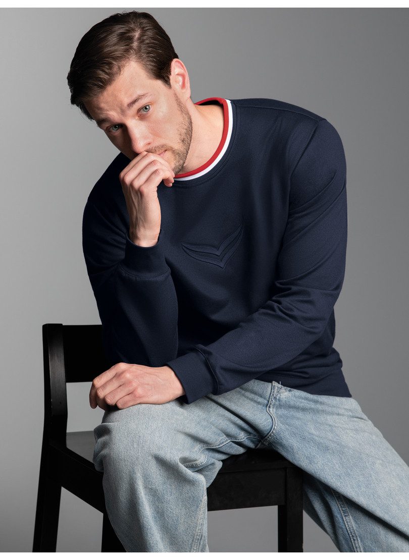 Trigema Sweater TRIGEMA Sweatshirt mit 3D-Logo-Prägung, Langarm