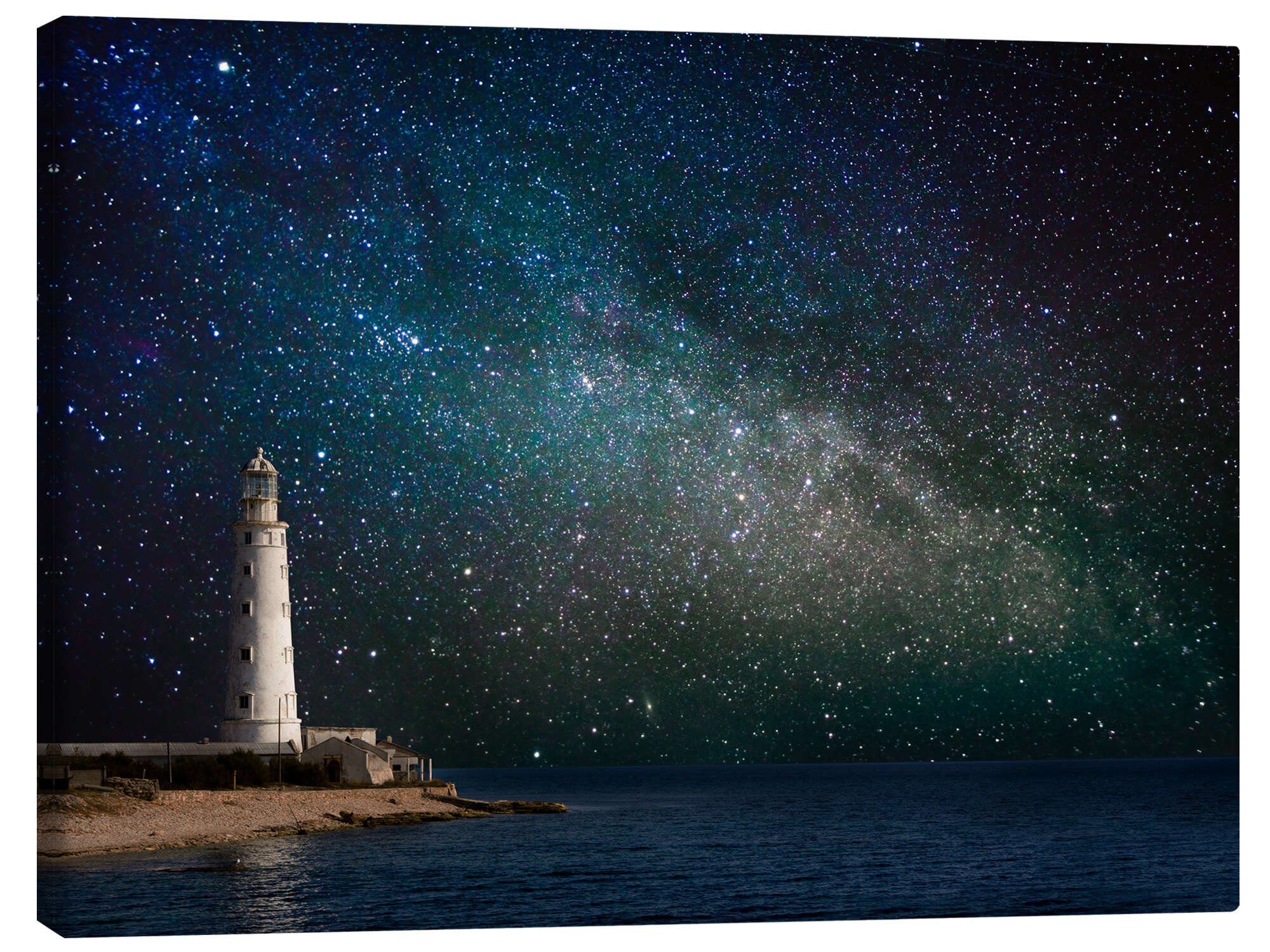 Posterlounge Leinwandbild Editors Choice Leuchtturm Im Sternenlicht