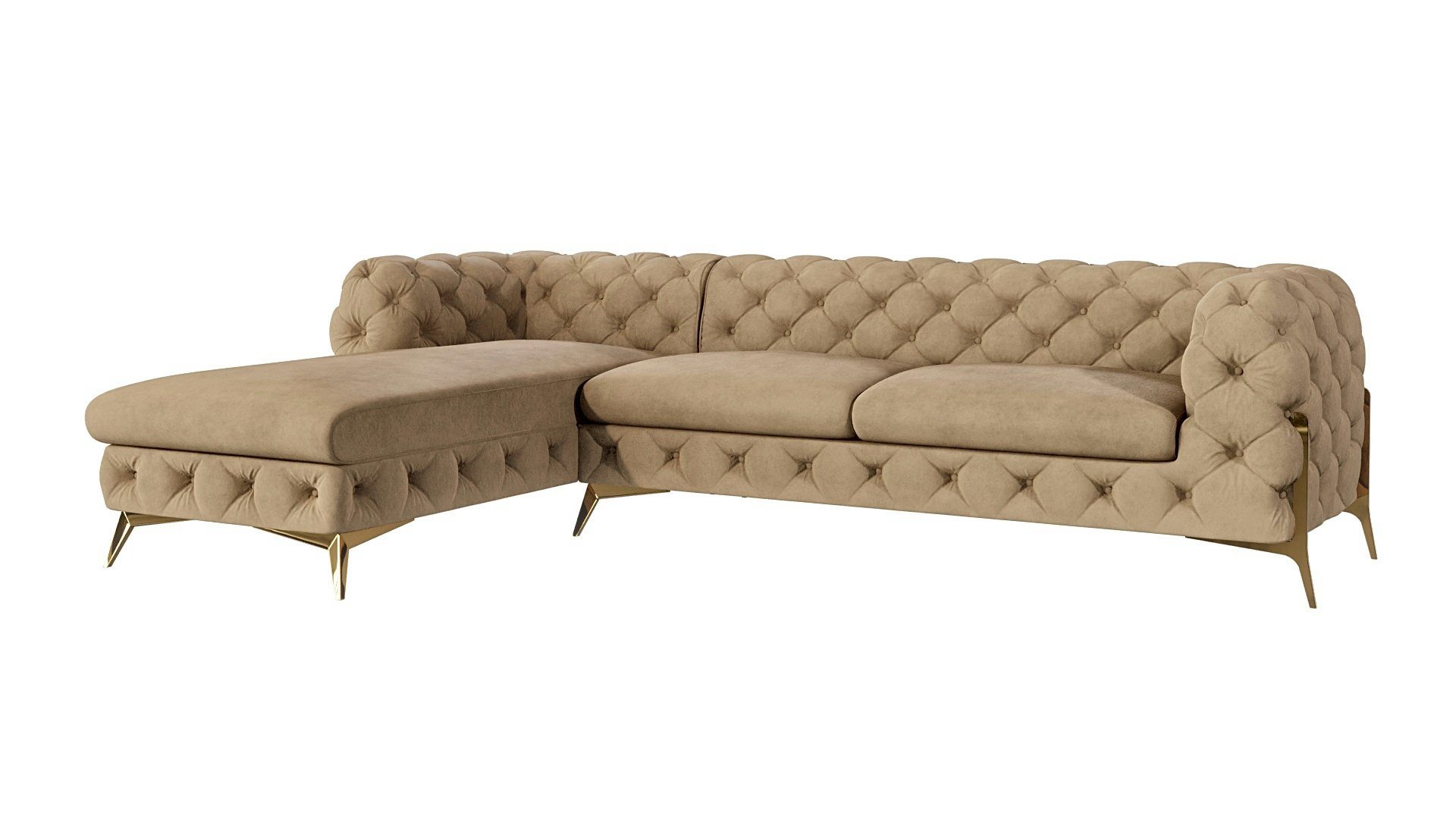 S Style Möbel Ecksofa Ashley Mit Ottomane Chesterfield Mit Goldenen