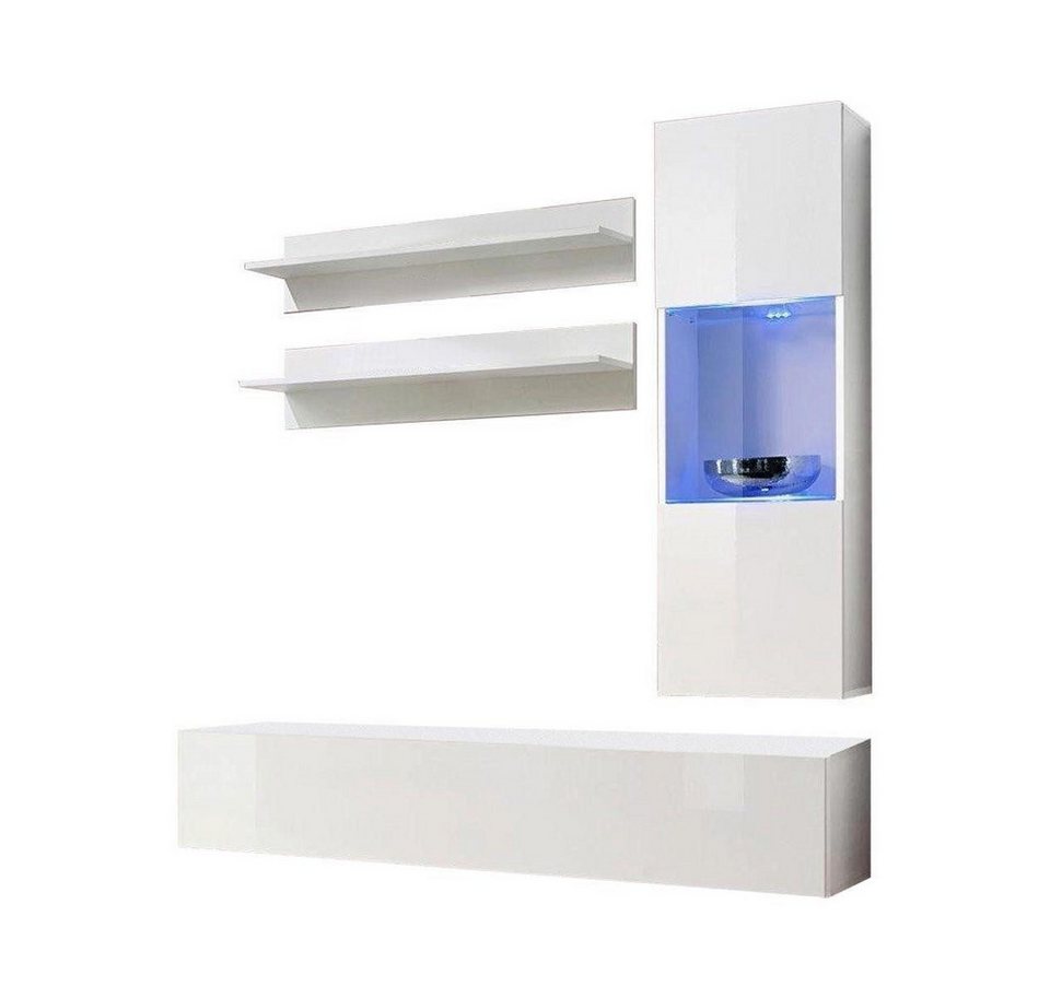 Xlmoebel Wohnwand Wandregal Set Tv Halterung Flachschrank Designer