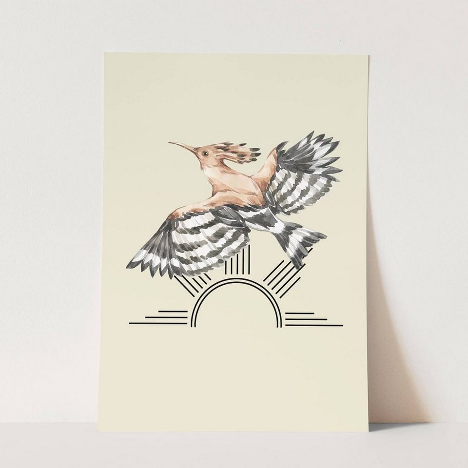 Sinus Art Wandbild Vogel Motiv Wiedehopf Wasserfarben Pastelltöne