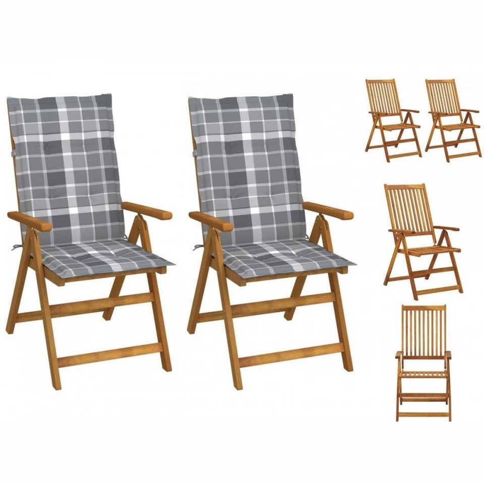 vidaXL Gartenstuhl Gartenstuhl Hochlehner Klappstuhl 2er Set mit Kissen ... vidaXL Gartenstuhl Gartenstuhl Hochlehner Klappstuhl 2er Set mit Kissen ...