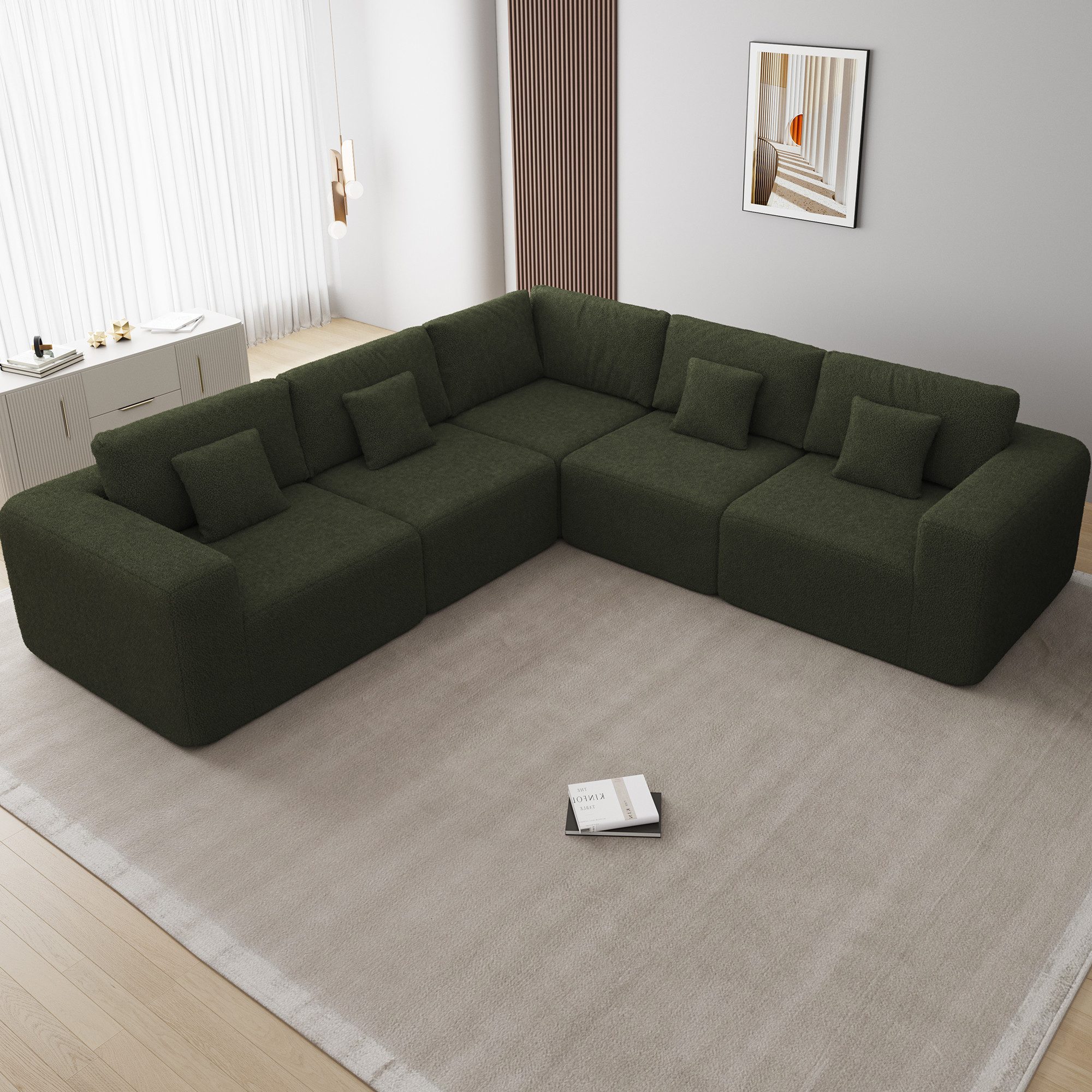 Gotagee Ecksofa Luxuriöses Sofastuhl L Shape Kombisofa Leinenstoff Mit