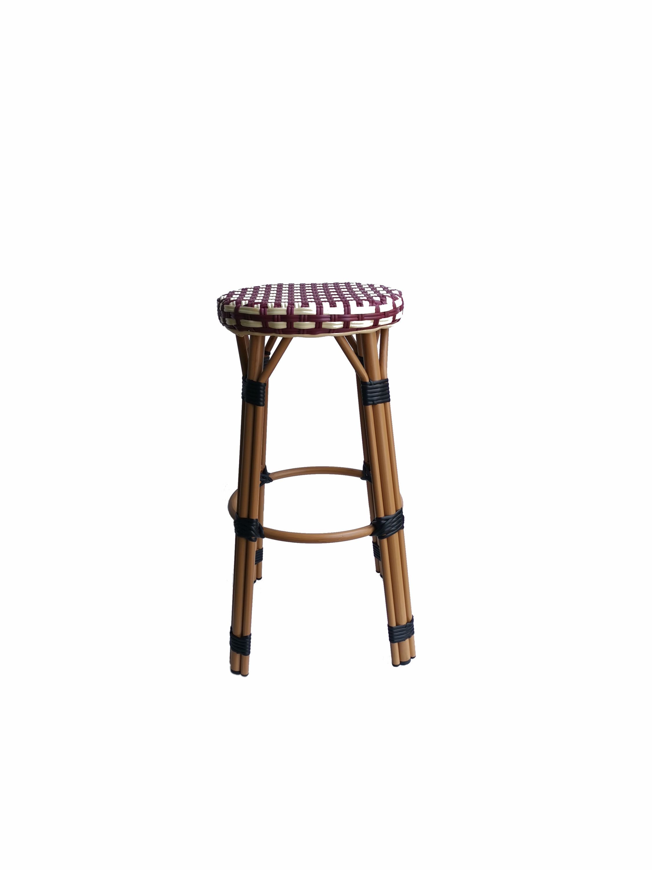 dynamic24 Barhocker, Barhocker Polyrattan rot, frische, sommerliche Farbe