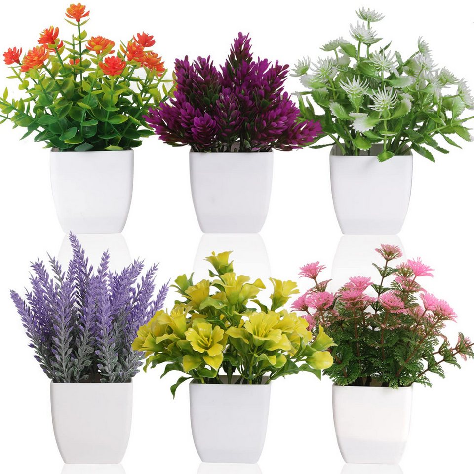 Künstliche Zimmerpflanze 6 Teiliges Set Künstlicher Blumentöpfe Mini