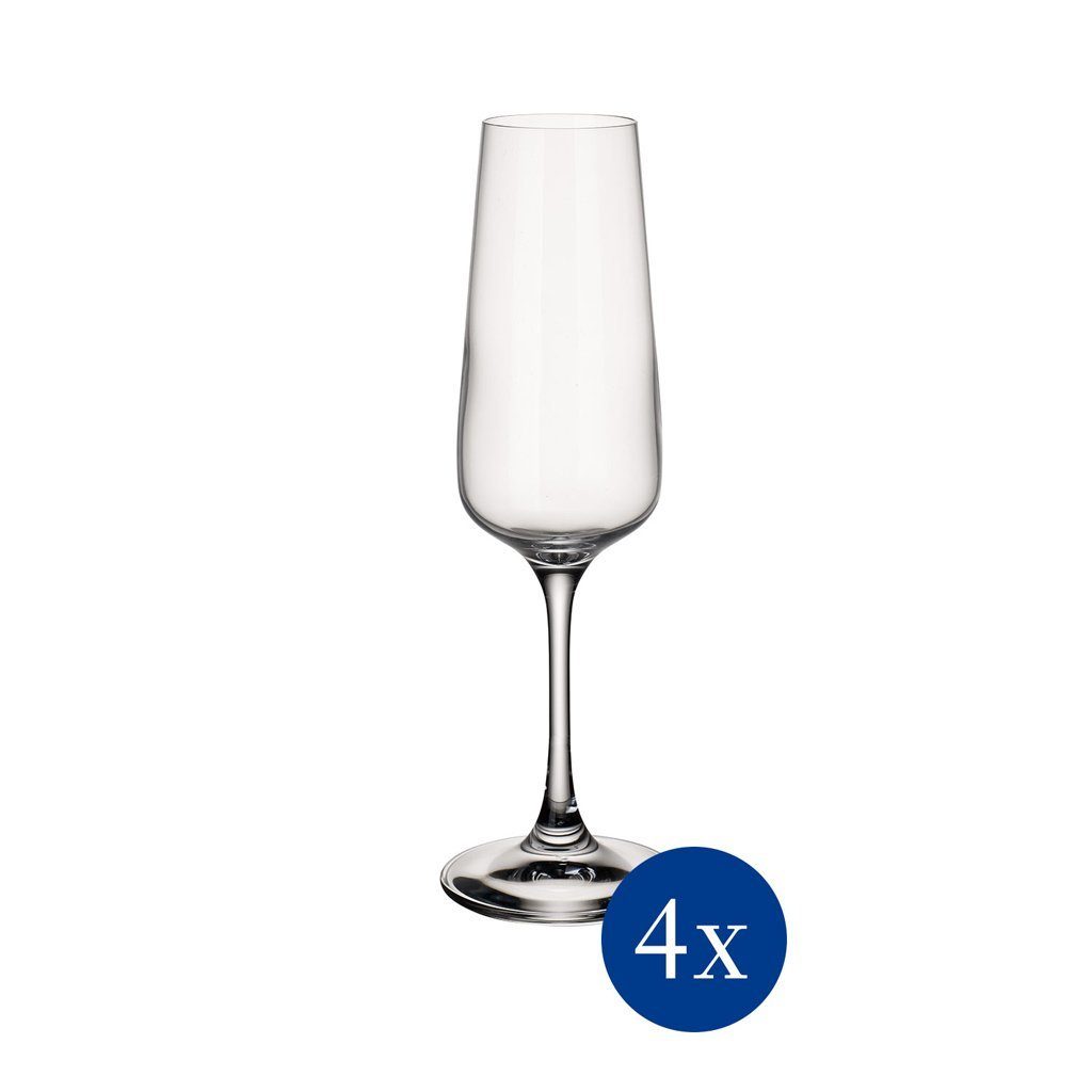 Villeroy & Boch Champagnerglas Ovid Champagnergläser 250 ml 4er Set, Glas, Passt zu Geschirr und ...