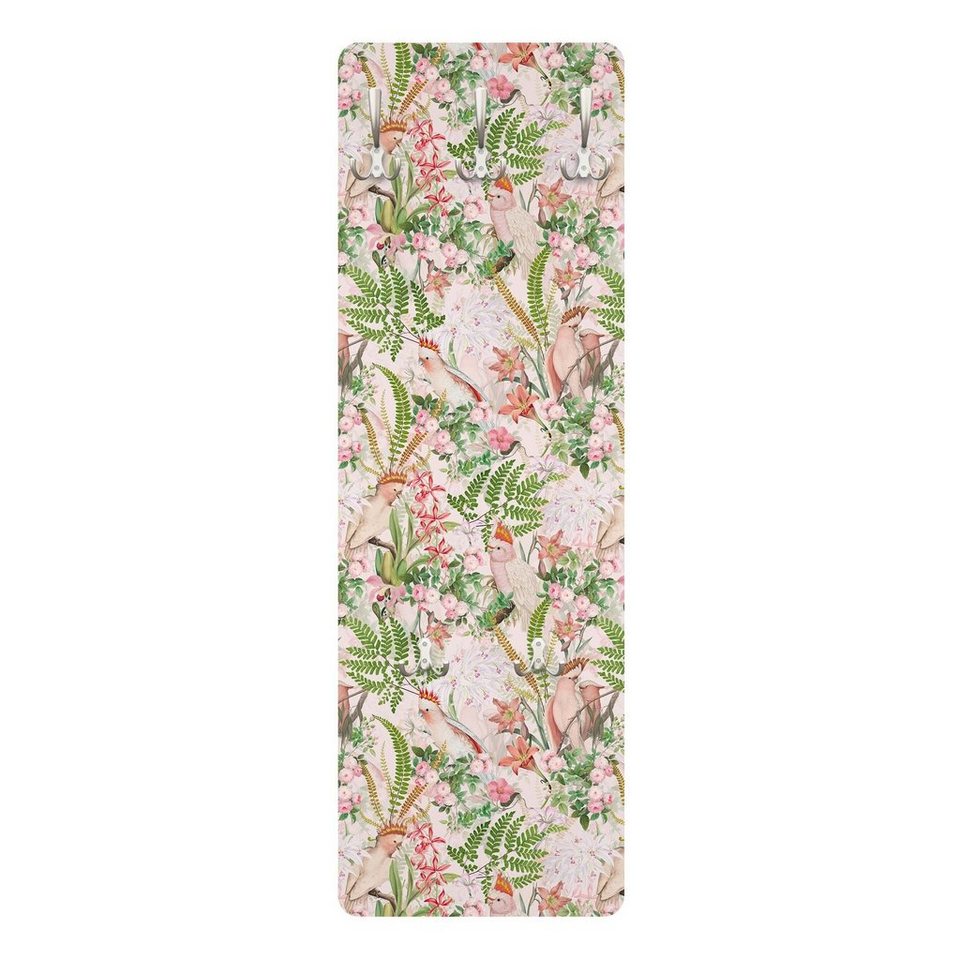 Bilderdepot24 Garderobenpaneel Rosa Botanik Tropisch Kunst Muster Tiere