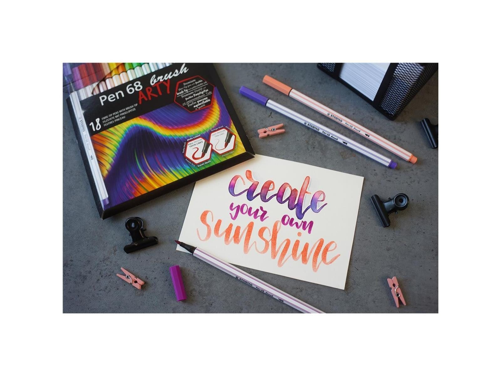 STABILO Pinselstift STABILO Pen 68 brush ARTY Premium-Filzstift - 18er ...
