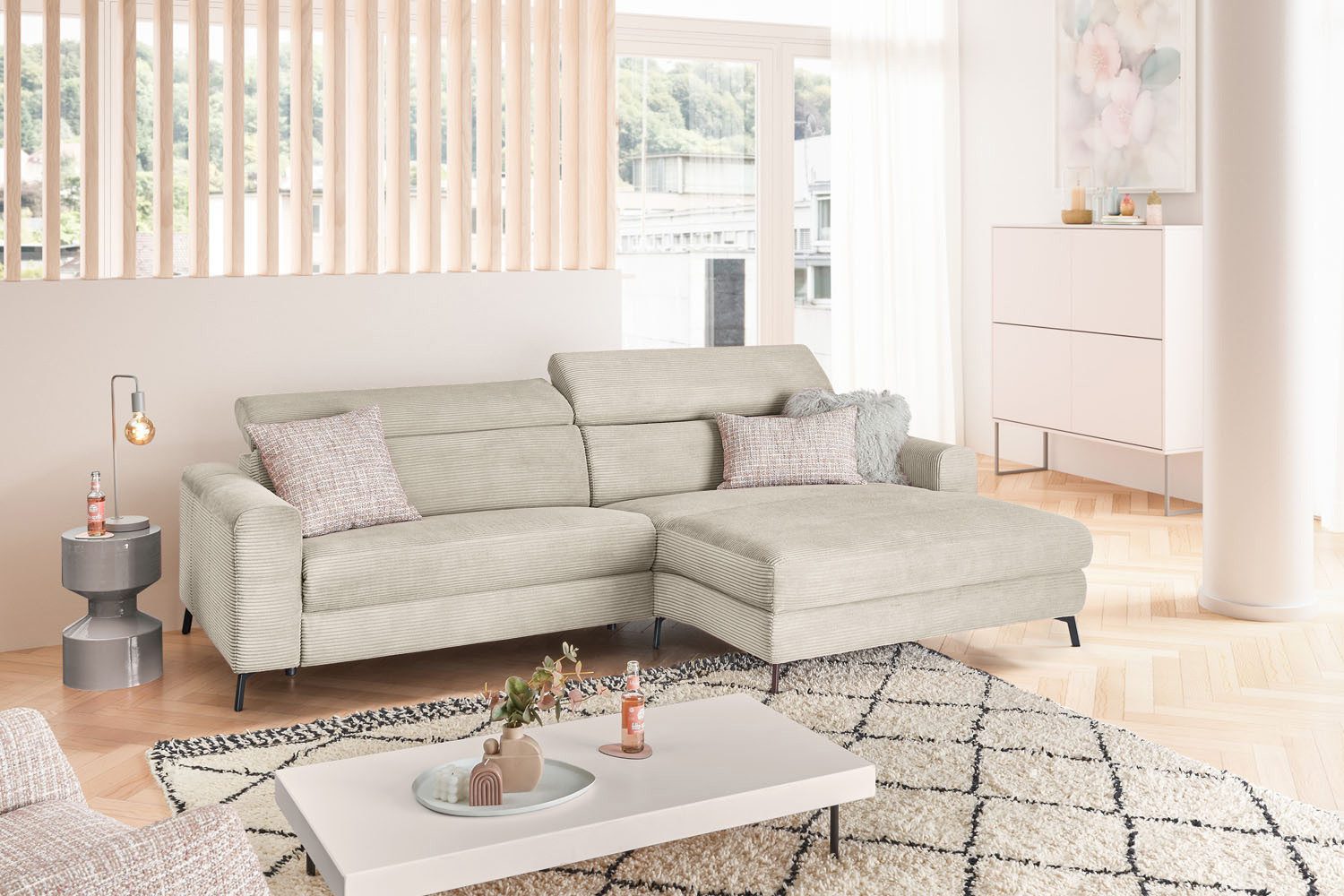 KAWOLA Ecksofa LAISKA, Couch Cord Relaxfunktion verschiedene Farben ...